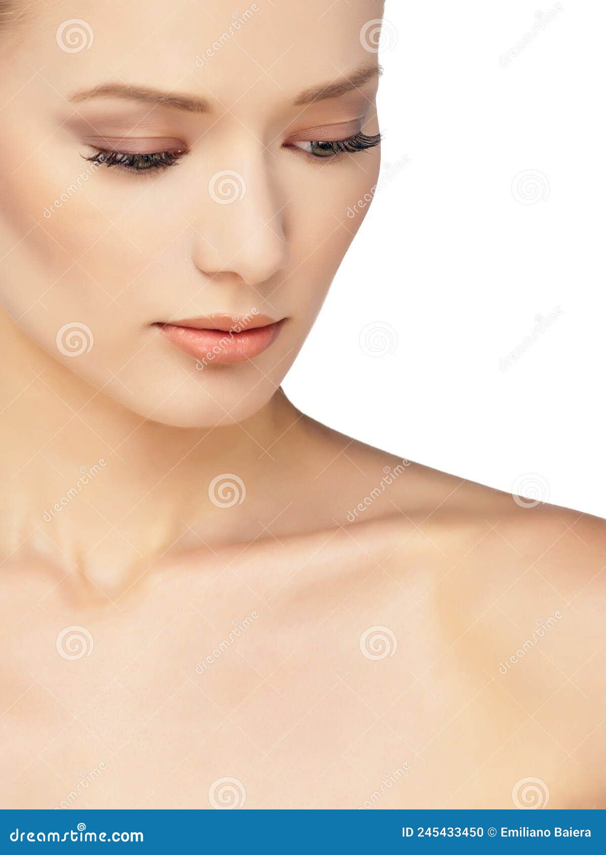 Girl With Perfect Healthy Spotless Skin Natural Makeup Nude Lips