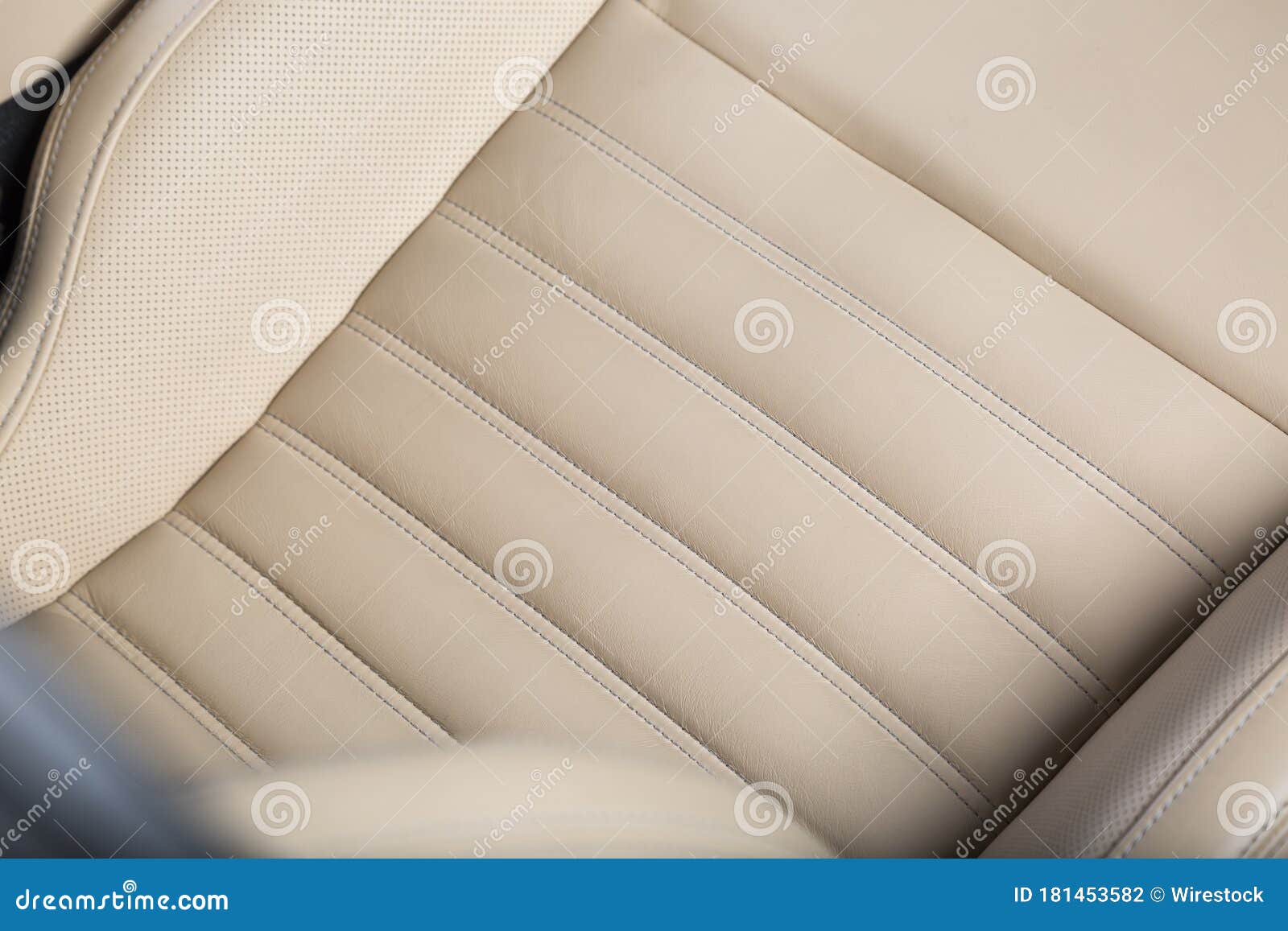 Closeup Shot of the Beige Leather Seat Texture of a Modern Car Stock ...