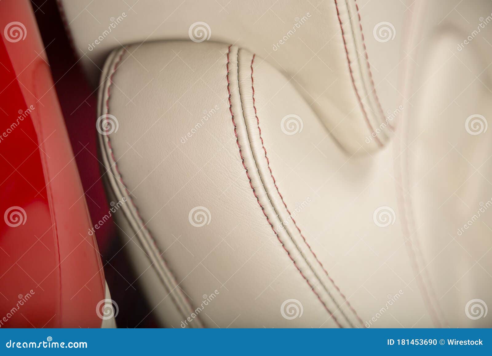 Closeup Shot of the Beige Leather Seat Texture of a Modern Car Stock ...
