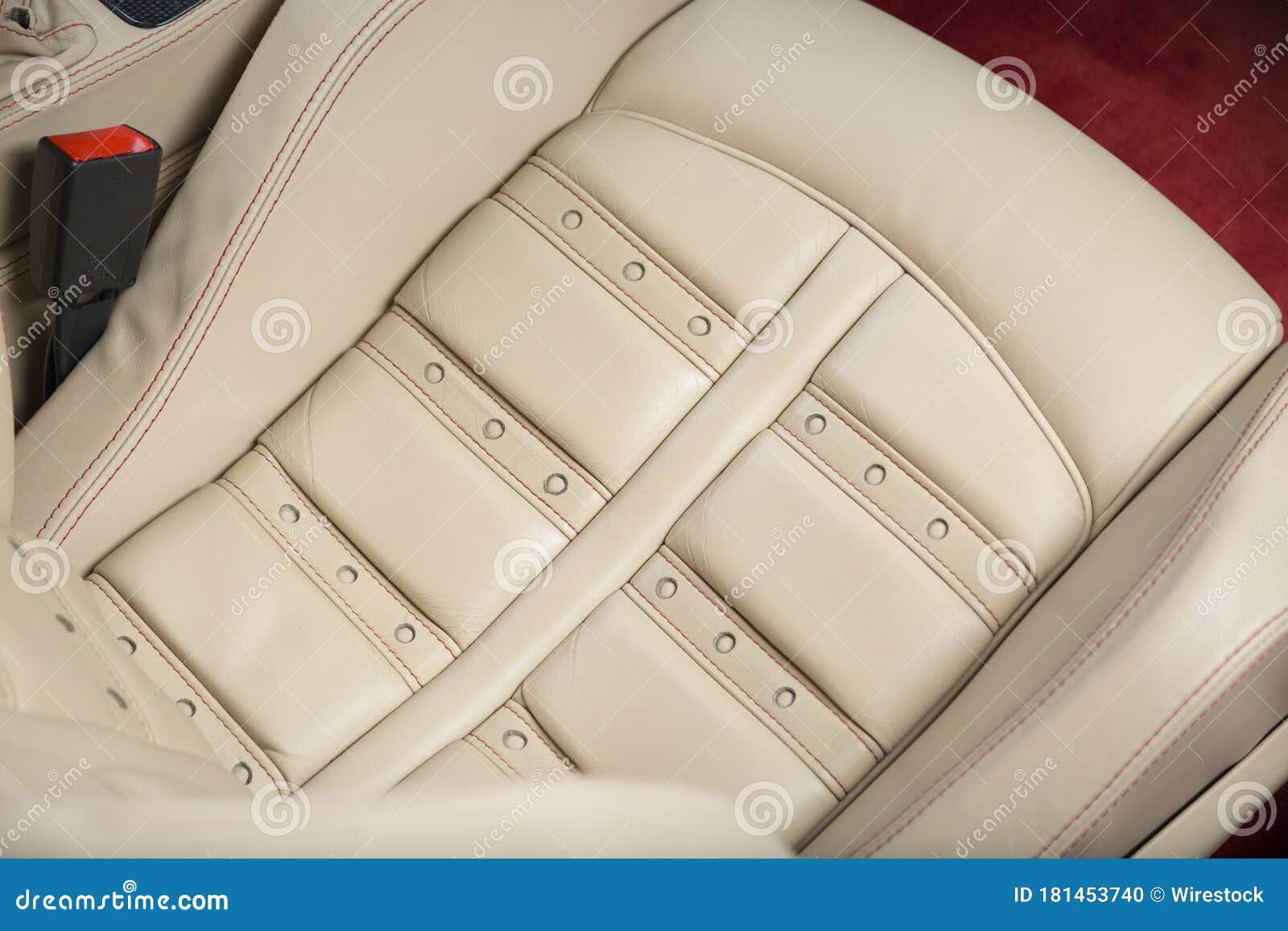 Closeup Shot of the Beige Leather Seat Texture of a Modern Car Stock ...