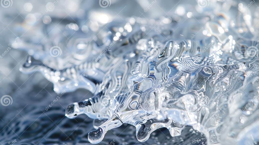 A Closeup Shot of a Block of Ice Melting with Gravity Waves Creating ...