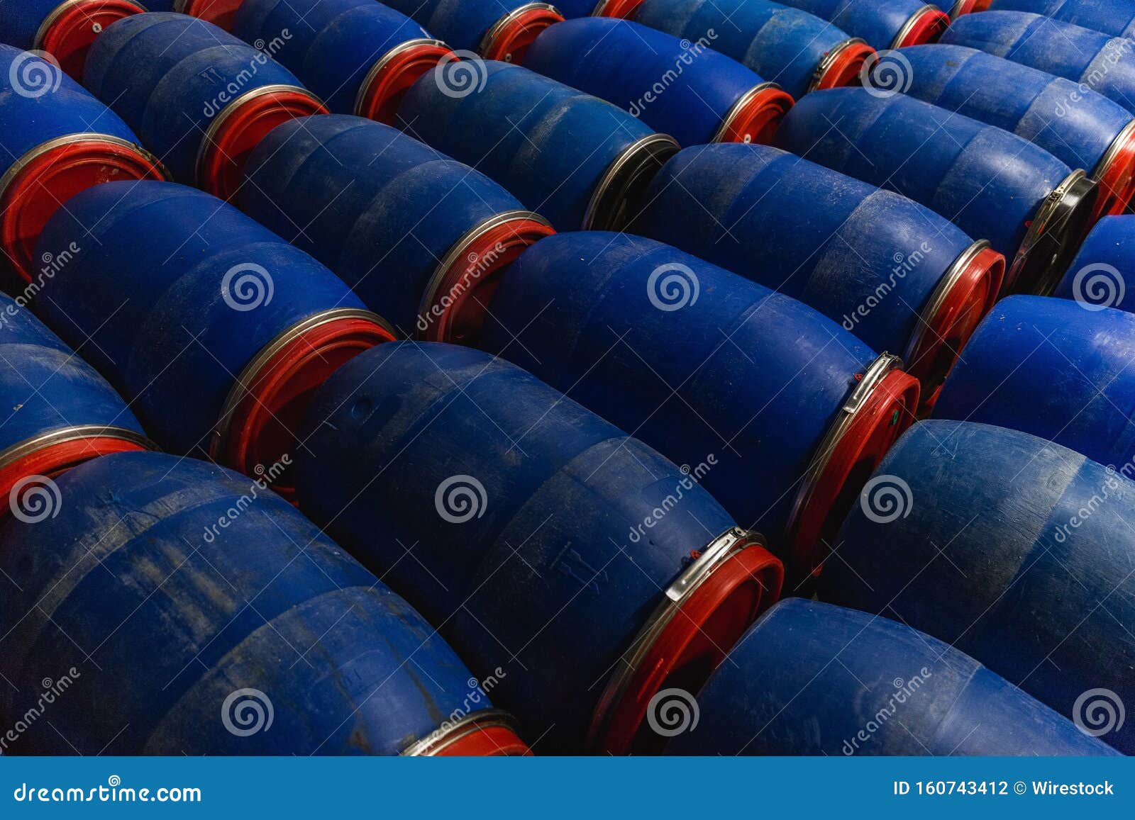 Closeup Shot of Blue Barrels in the Factory Stock Photo - Image of ...