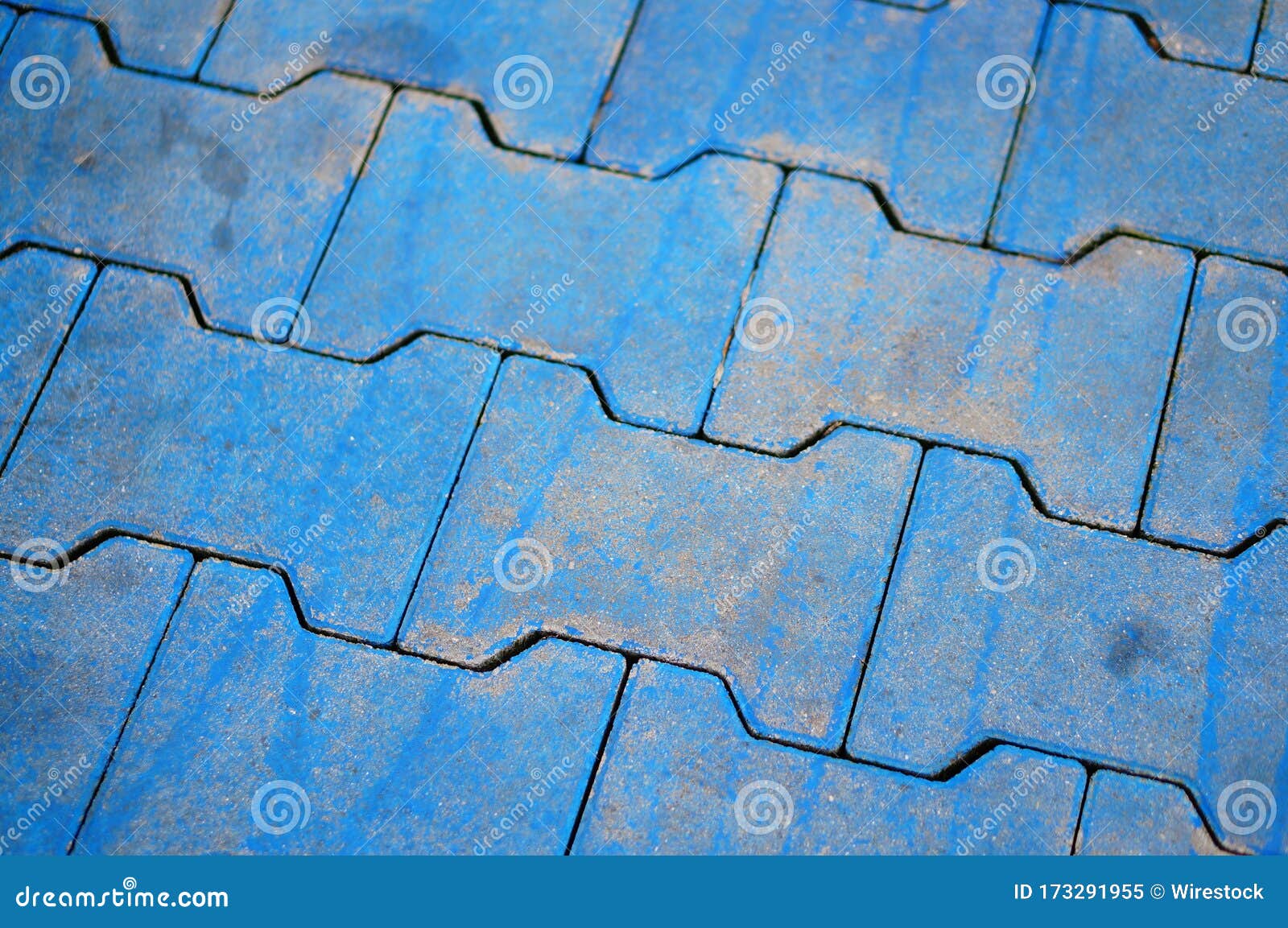 Closeup Shot of Blue Interlocking Paver Blocks Stock Image - Image of ...