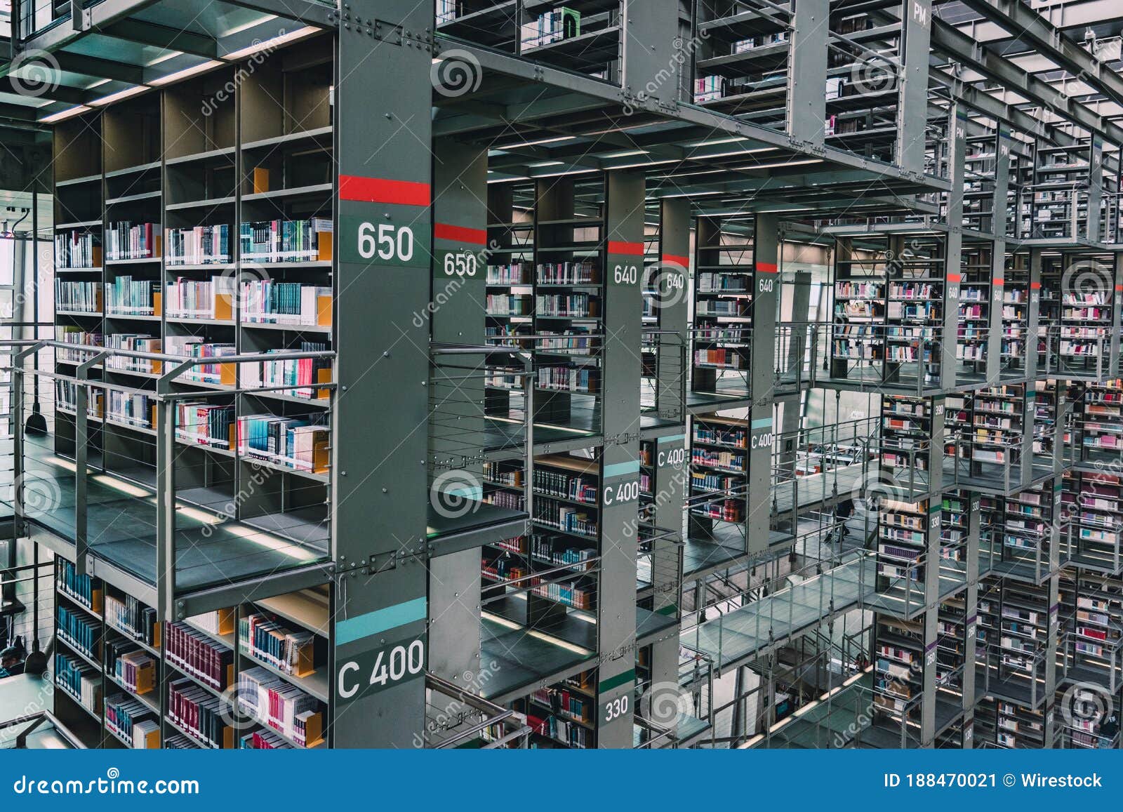 Closeup Shot of Bookshelves of Vasconcelos Library, Mexico Editorial ...
