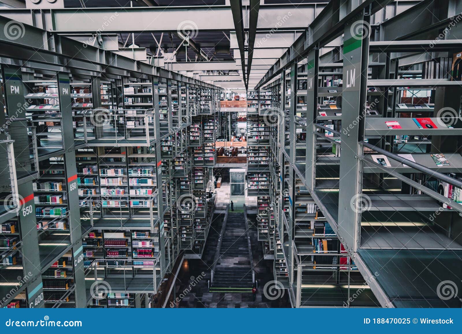 Closeup Shot of Bookshelves of Vasconcelos Library, Mexico Editorial ...