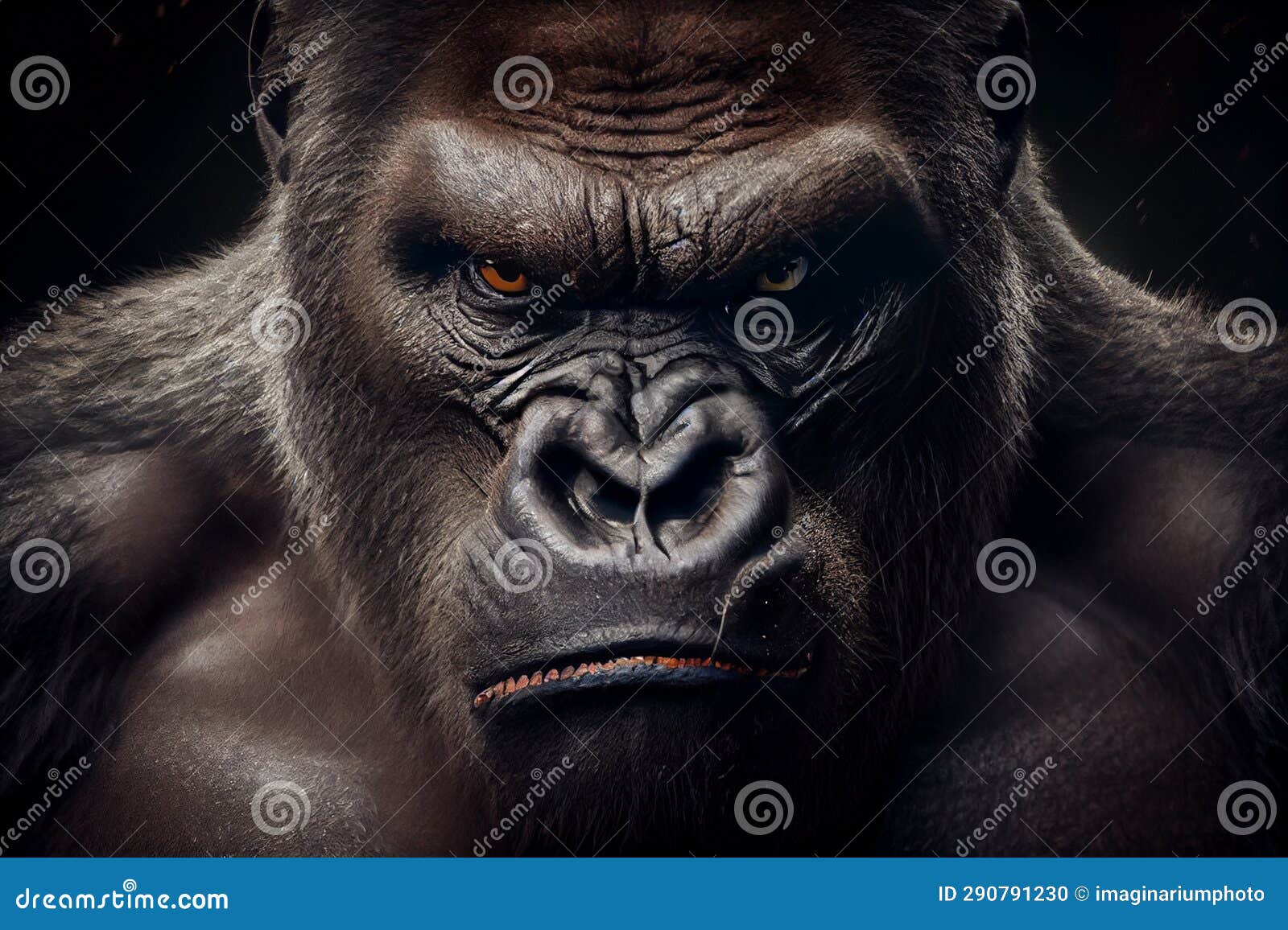 A Closeup Shot of a Brown Gorilla with Angry Scary Expression Stock ...