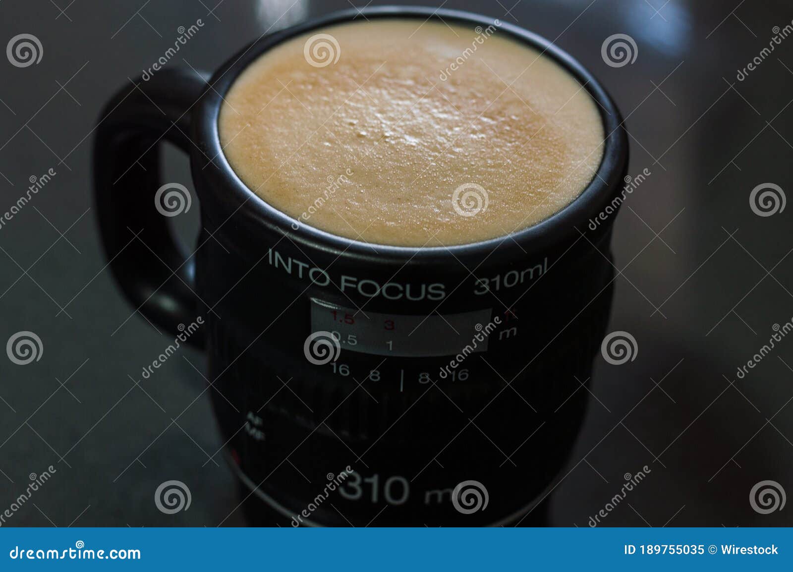 Closeup Shot of a Camera-shaped Cup Filled with Cappuccino Stock Image ...