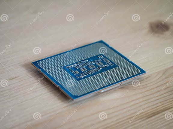 Closeup Shot of a Central Processing Unit CPU on a Wooden Table Stock ...