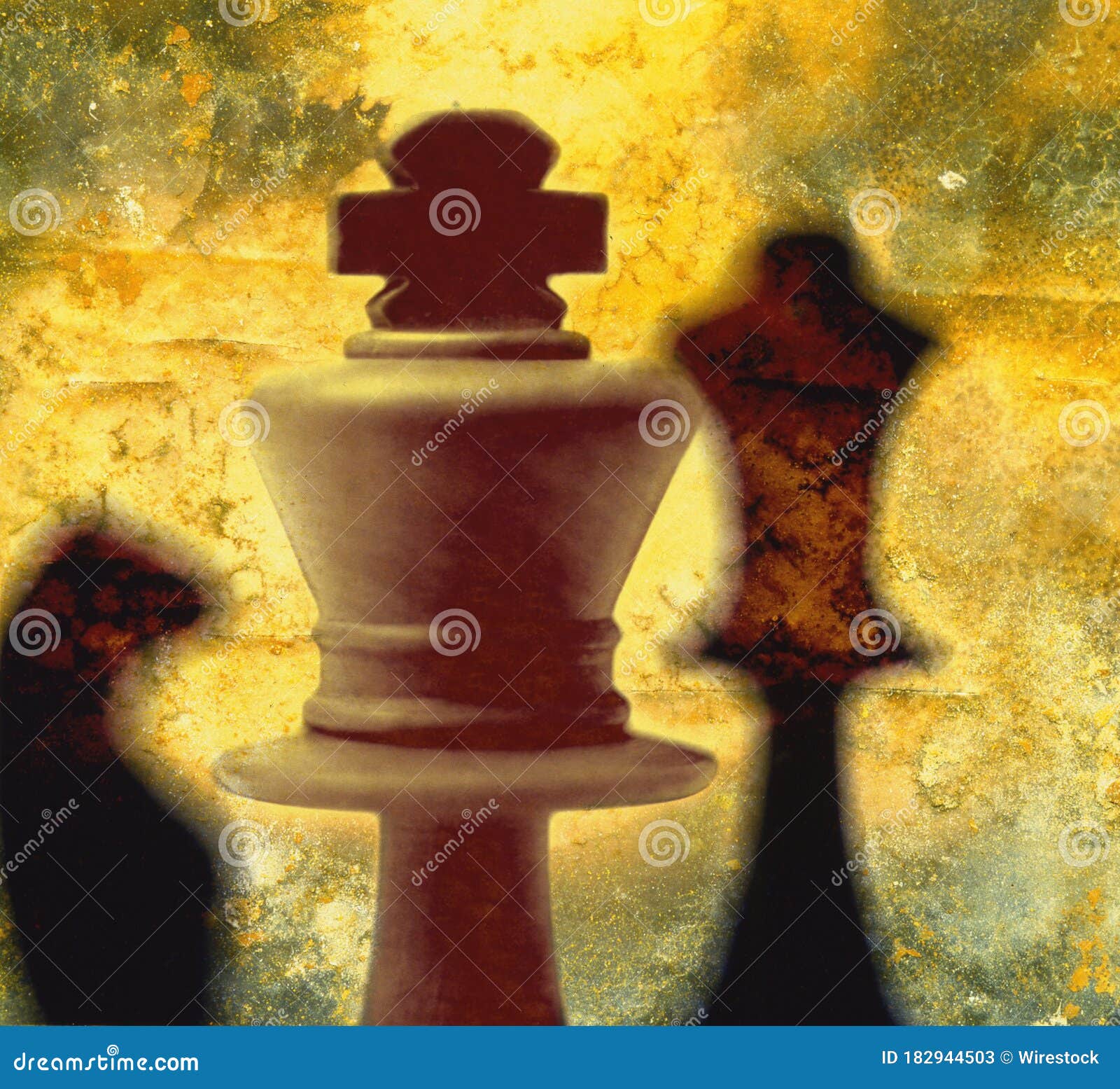 Closeup Shot of a Chess King and the Shadows of the Knight and Queen on ...