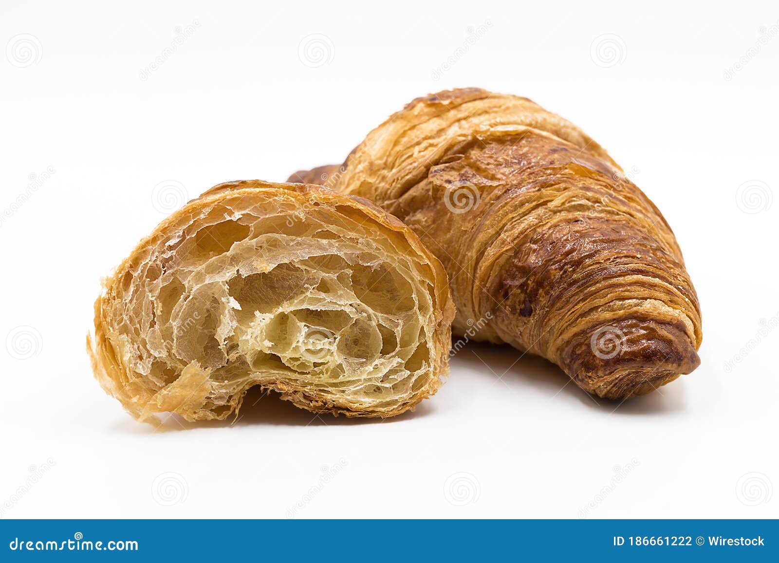 Closeup Shot of a Croissant Cut in Half Isolated on a White Background ...