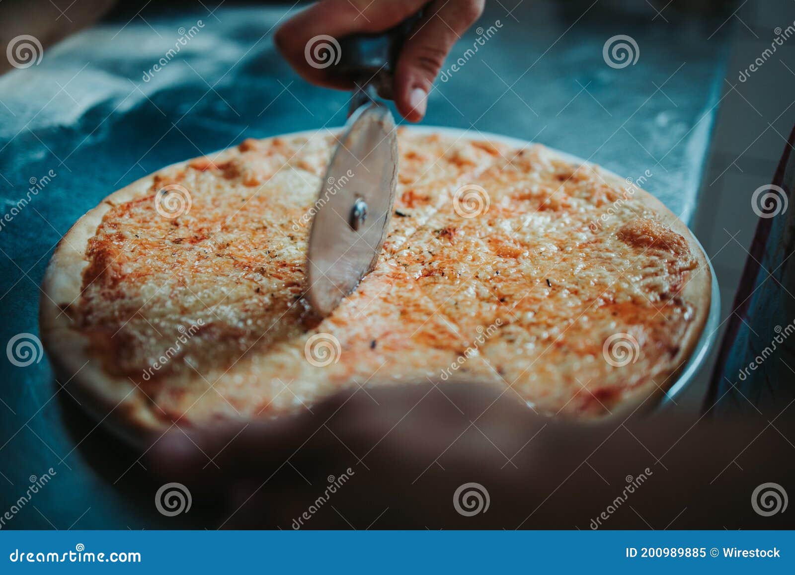 Closeup Shot of a Delicious Pizza Getting Cut Stock Image - Image of ...
