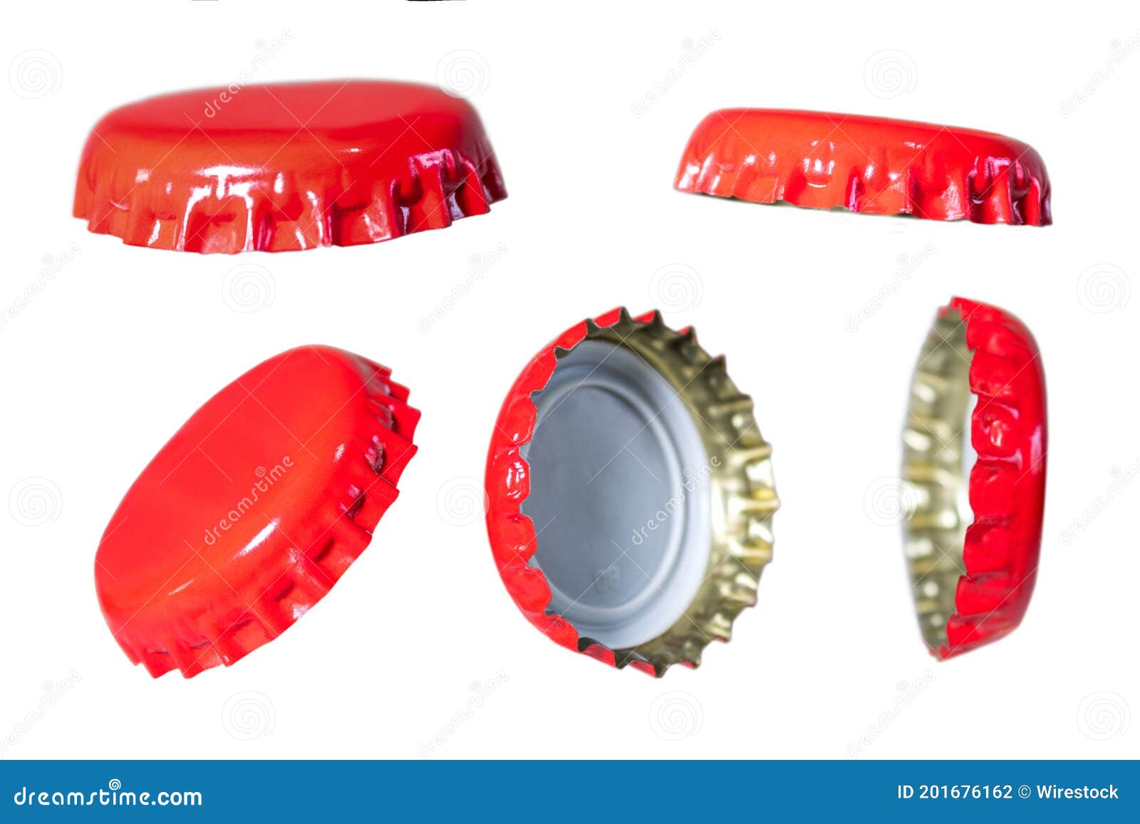 Closeup Shot of Different Sides of a Red Metal Bottle Cap Isolated on ...