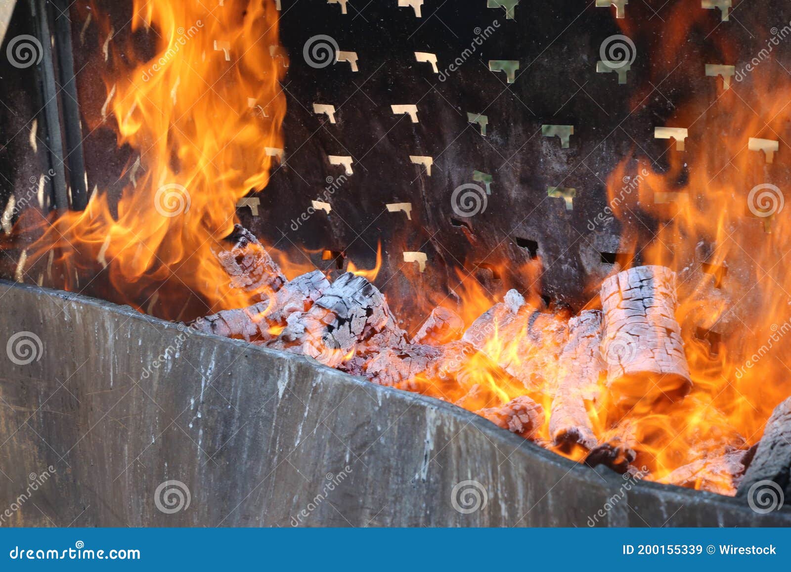 Closeup shot of fire stock image. Image of wood, firewood - 200155339