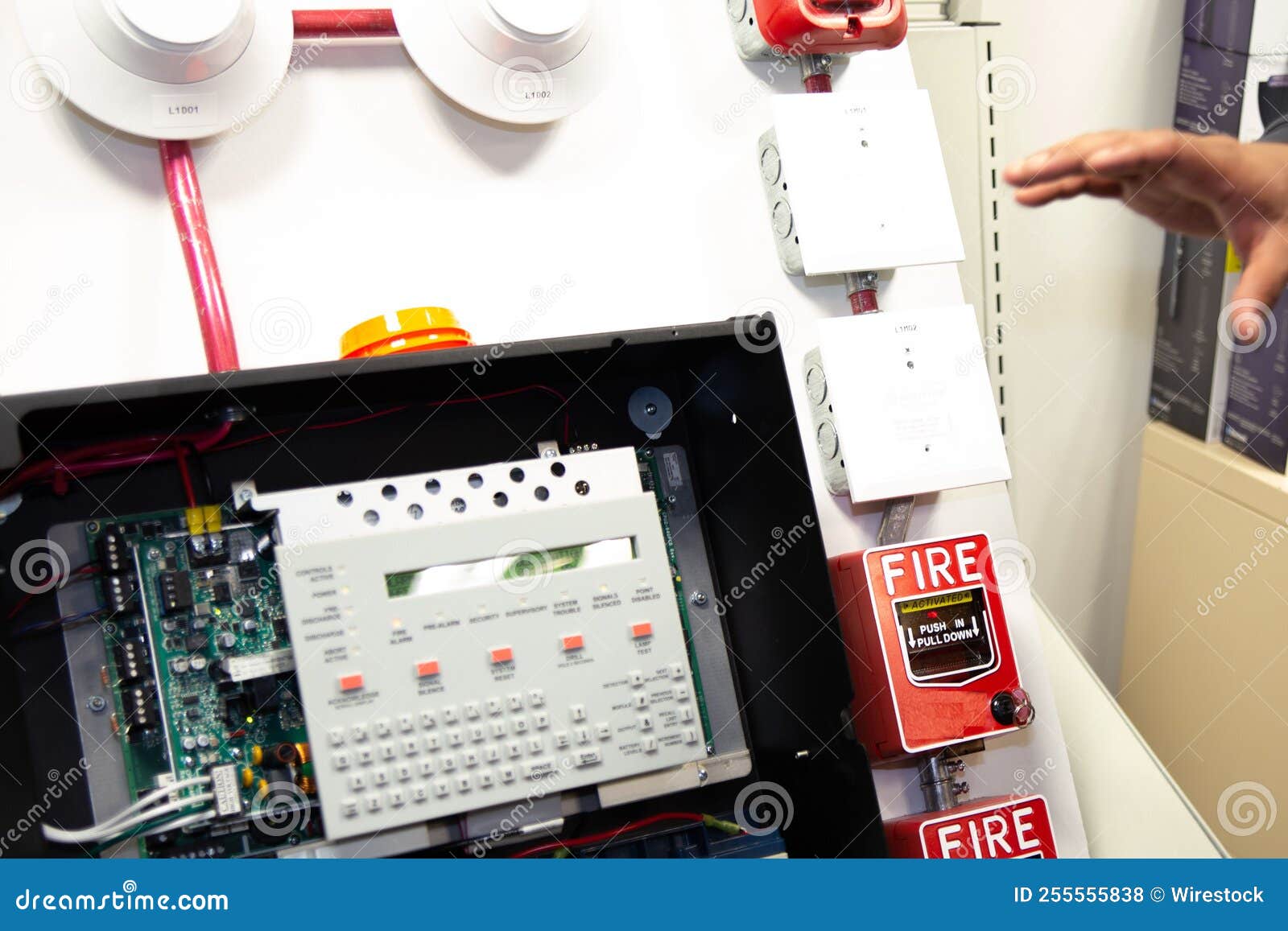 Closeup Shot of Fire Alarm System in Factory Stock Photo - Image of ...