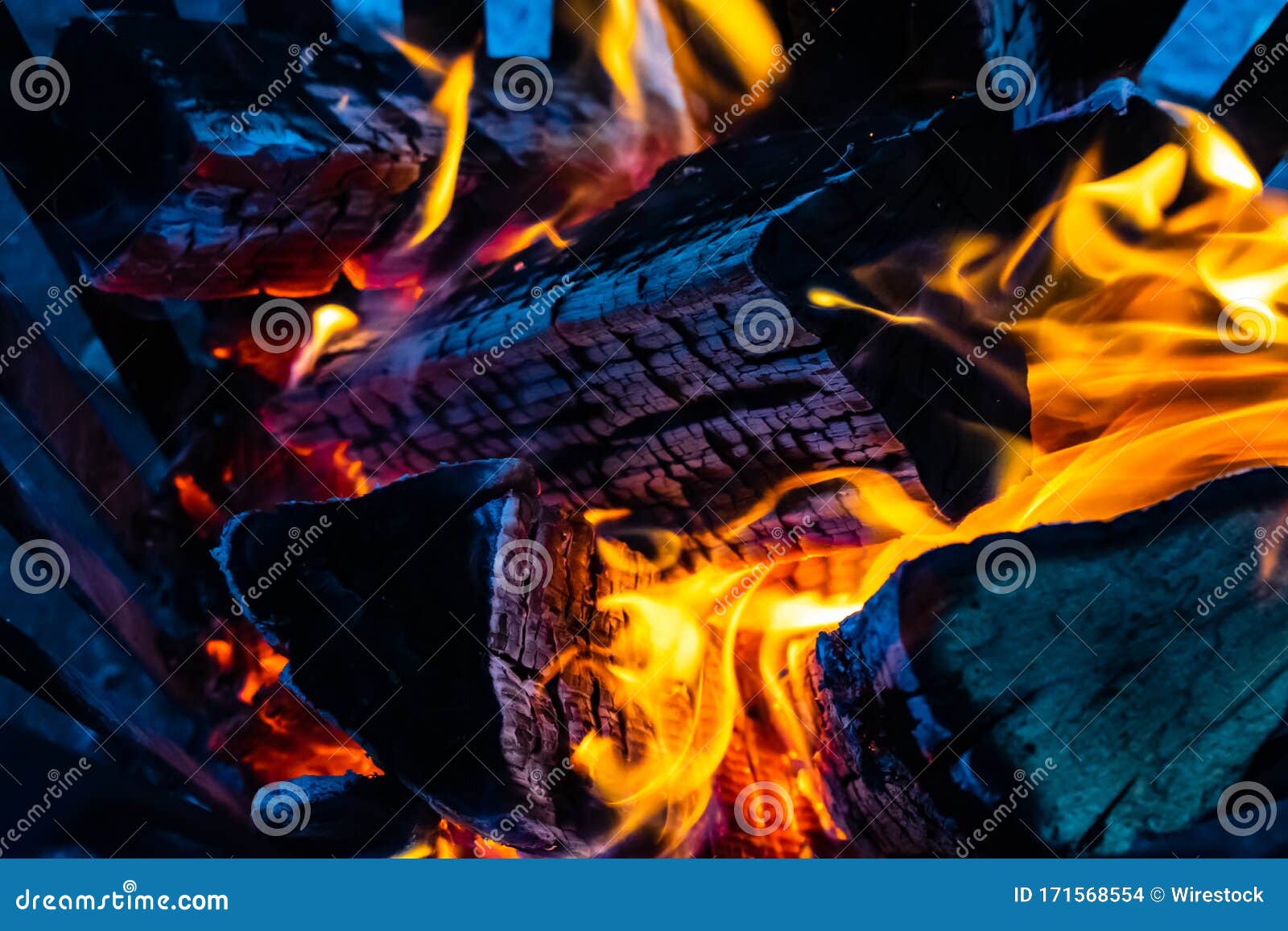 Closeup Shot of a Fire with Crazy Flames in a Fire Basket Stock Photo ...