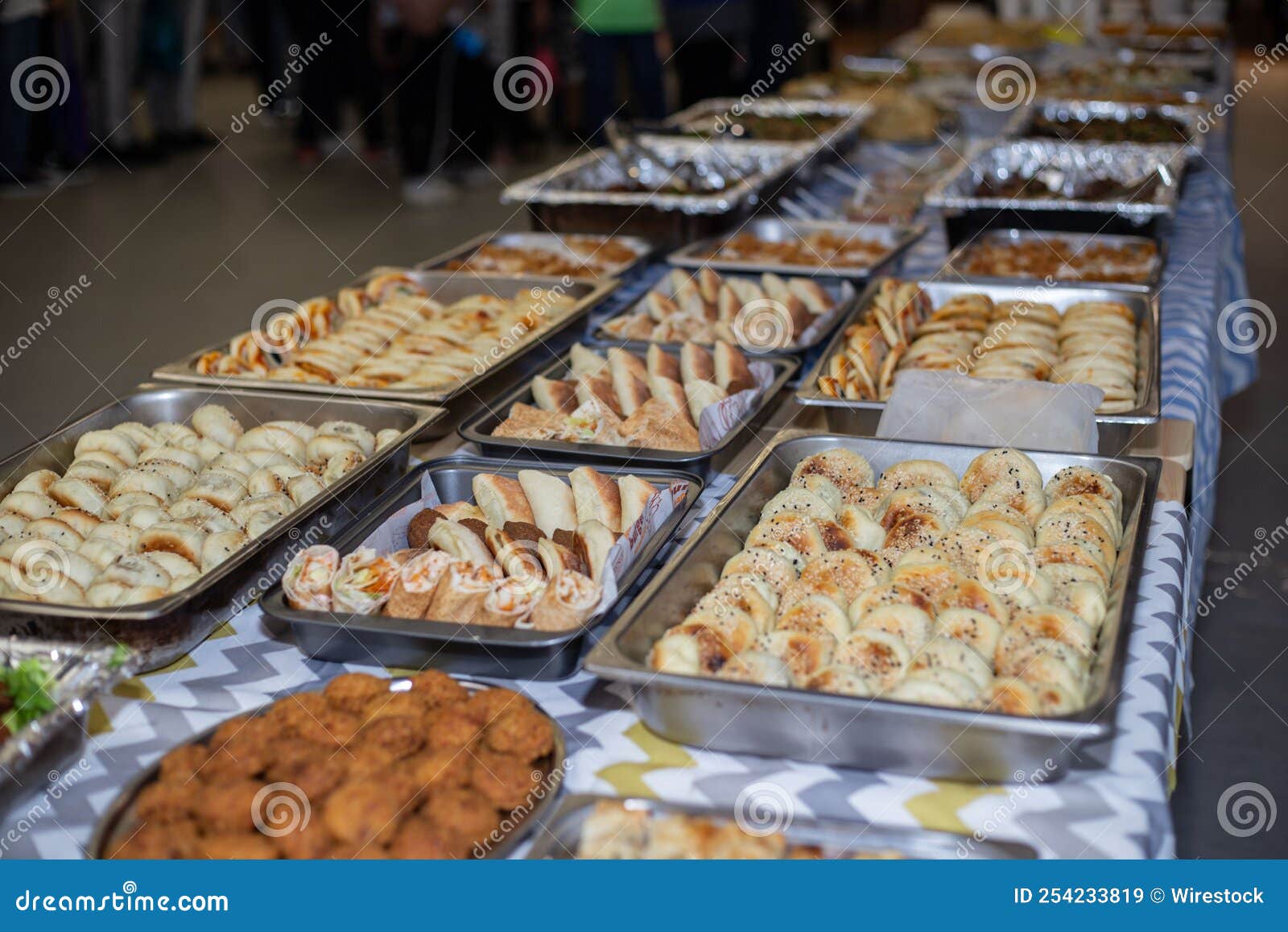Closeup Shot of the Flavoured Bread in Trays for the Buffet Display ...