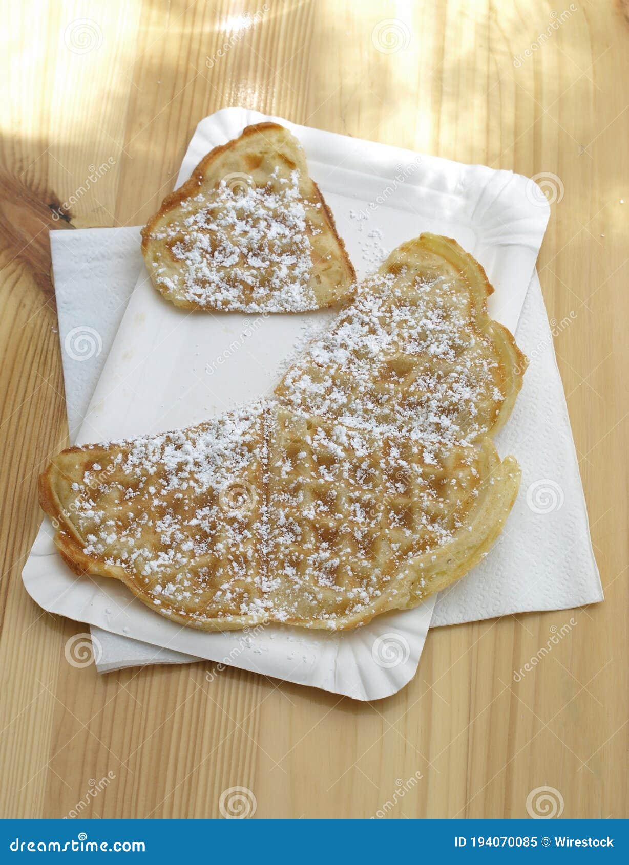 Closeup Shot of German Waffle Hearts on a Paper Tissue Stock Image ...