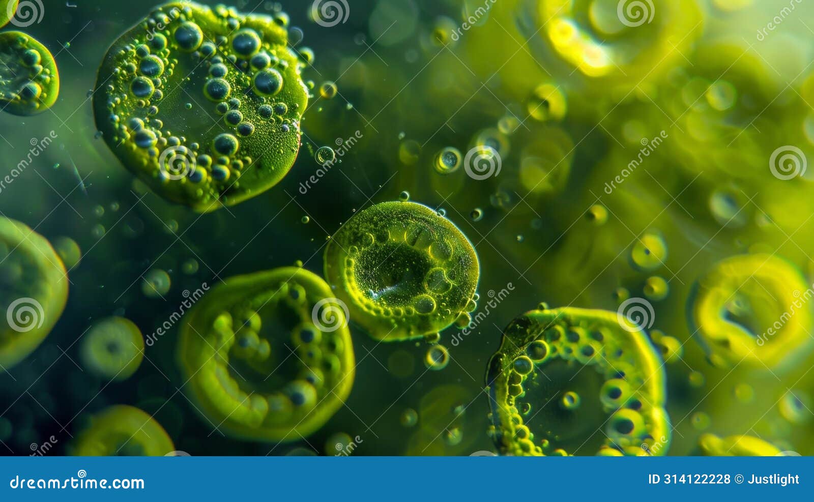 A Closeup Shot of Green Microalgae Cells on a Microscope Slide ...