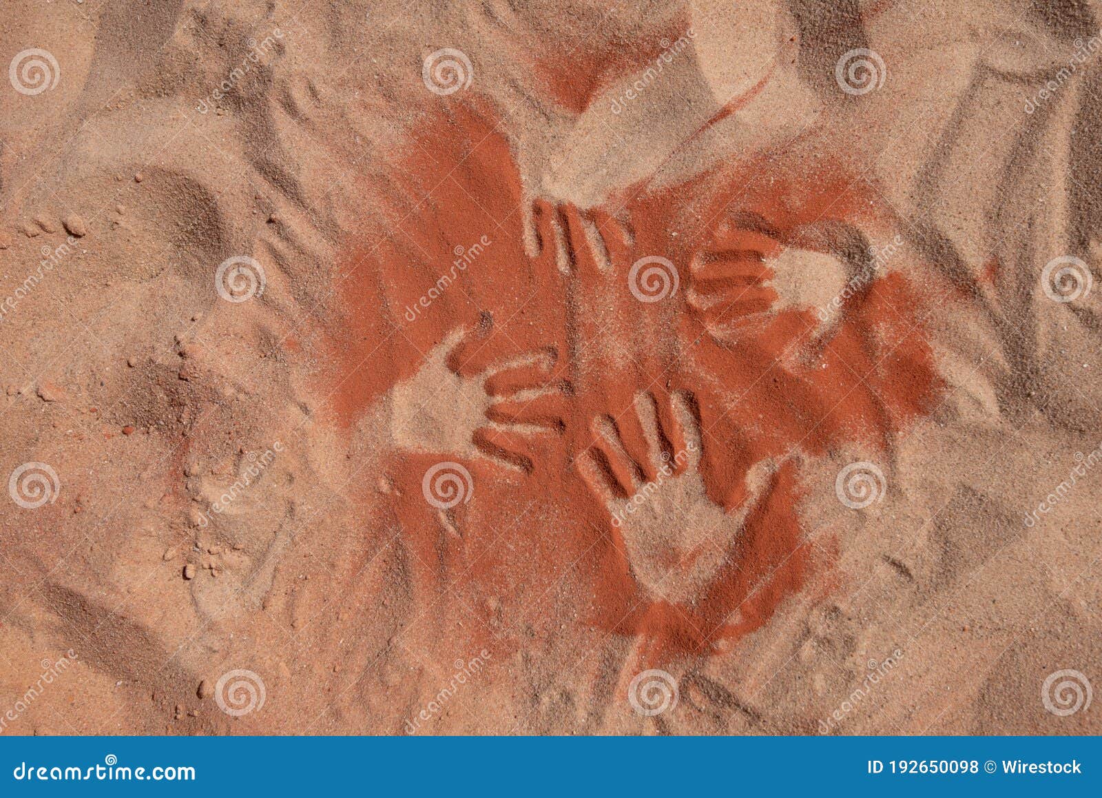 Closeup Shot of Handprints on the Sand Stock Photo - Image of prints ...