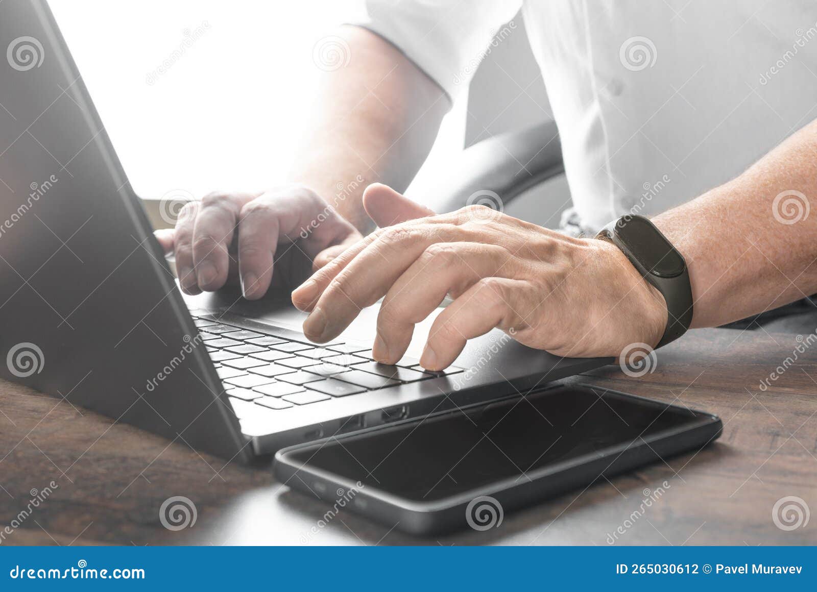 Closeup Shot Hands Using Laptop Computer and Internet, Typing on ...