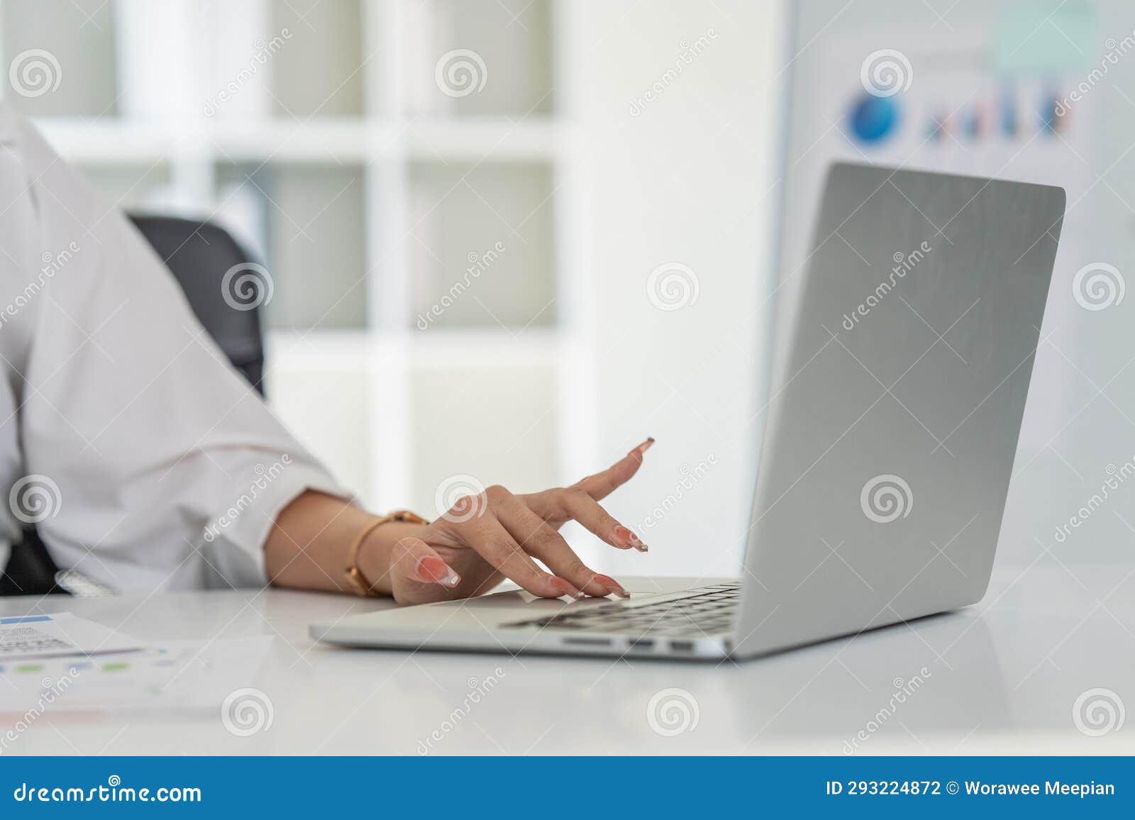 Closeup Shot of Hands Using Laptop and Typing on Keyboard, Searching ...