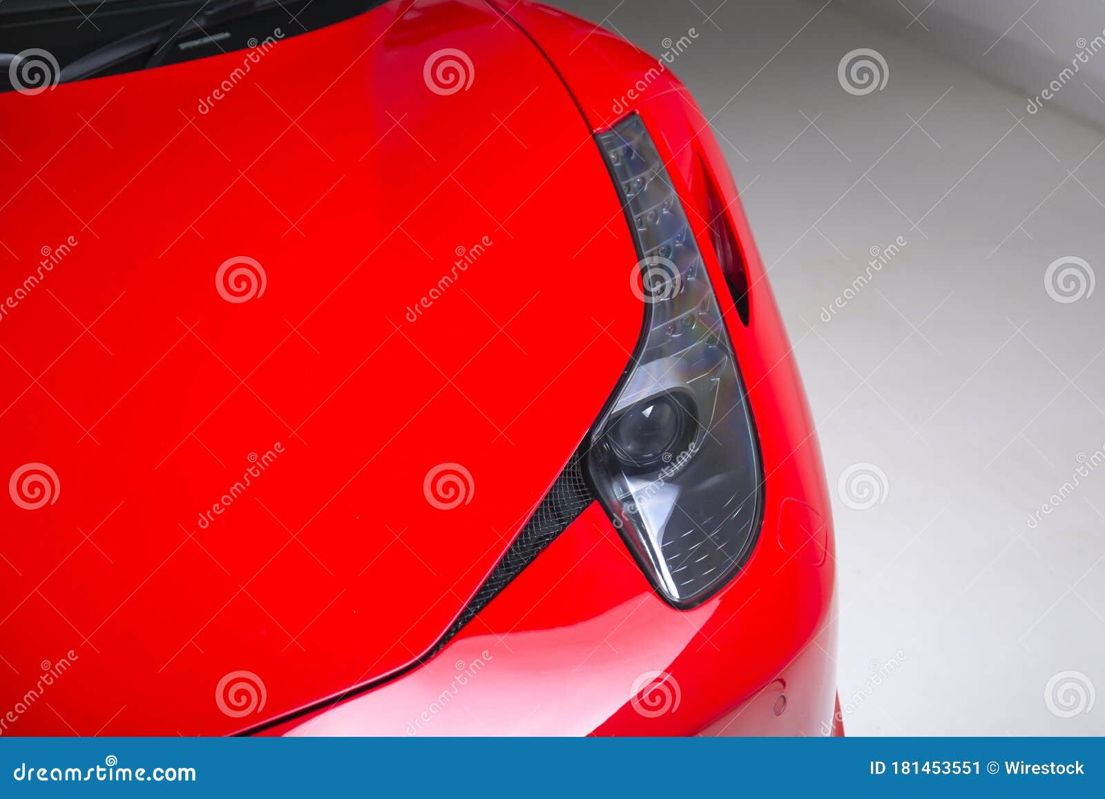 Closeup Shot of the Headlights of a Modern Red Car Stock Image - Image ...