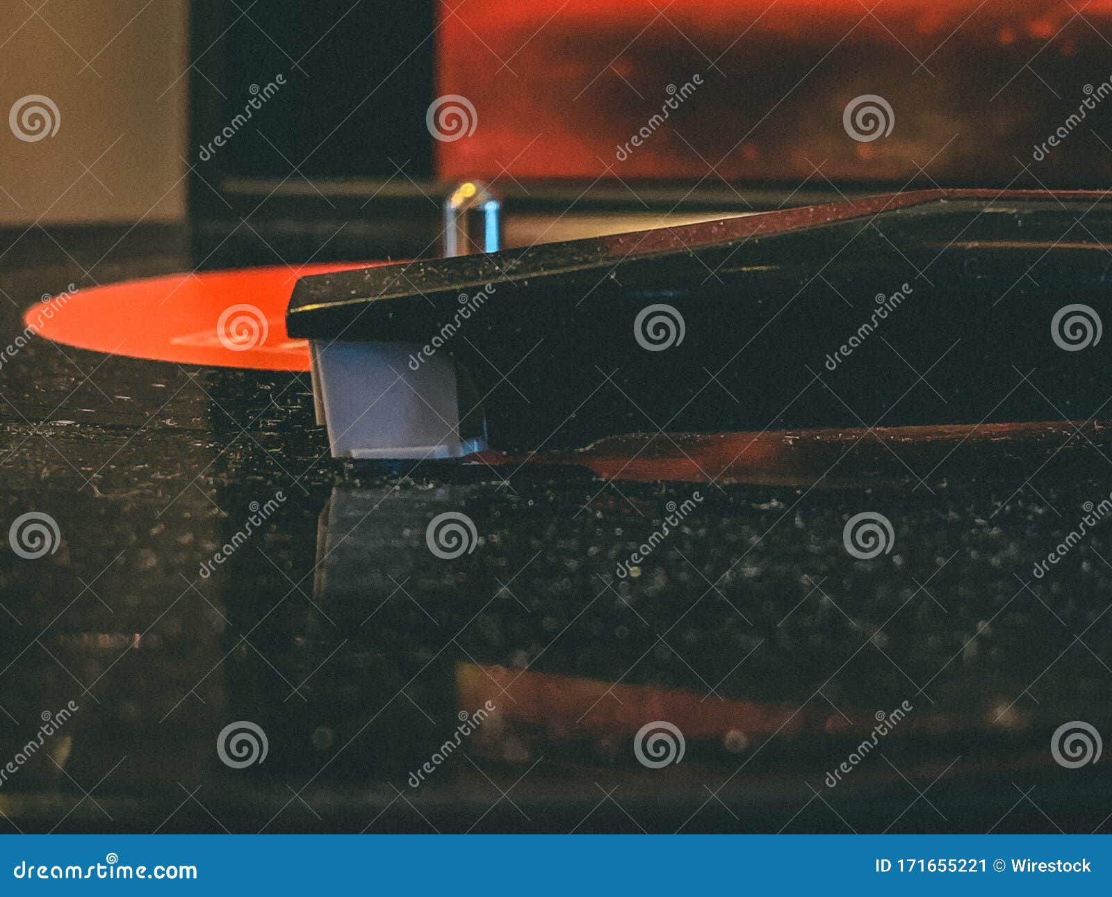 Closeup Shot of a Headshell of Modern Gramophone with a Blurred in the ...