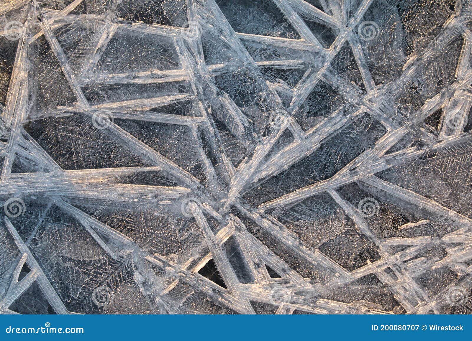 Closeup Shot of the Ice Sheet with Various Triangular Abstract Textures ...