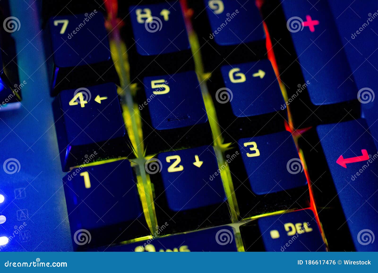 Closeup Shot of an Illuminated Computer Keyboard Stock Photo - Image of ...
