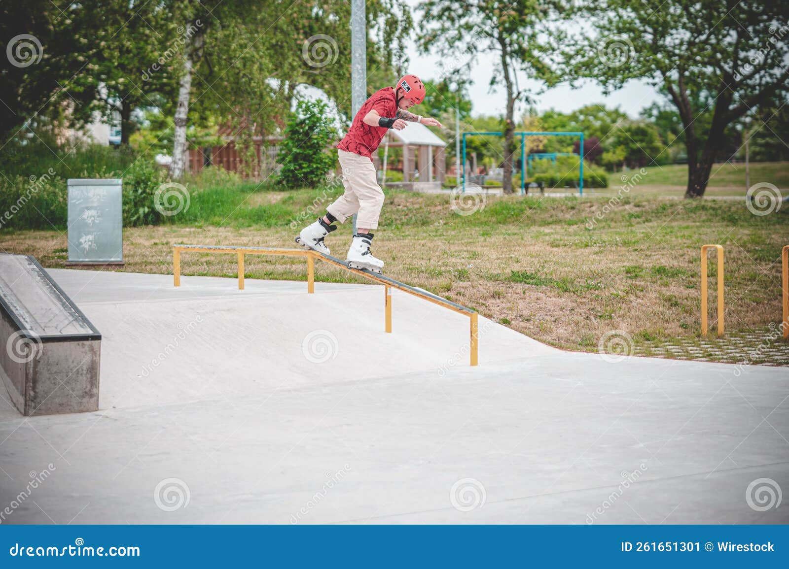 Closeup Shot of an Inline Skater in a Skating Rink Practicing Moves ...