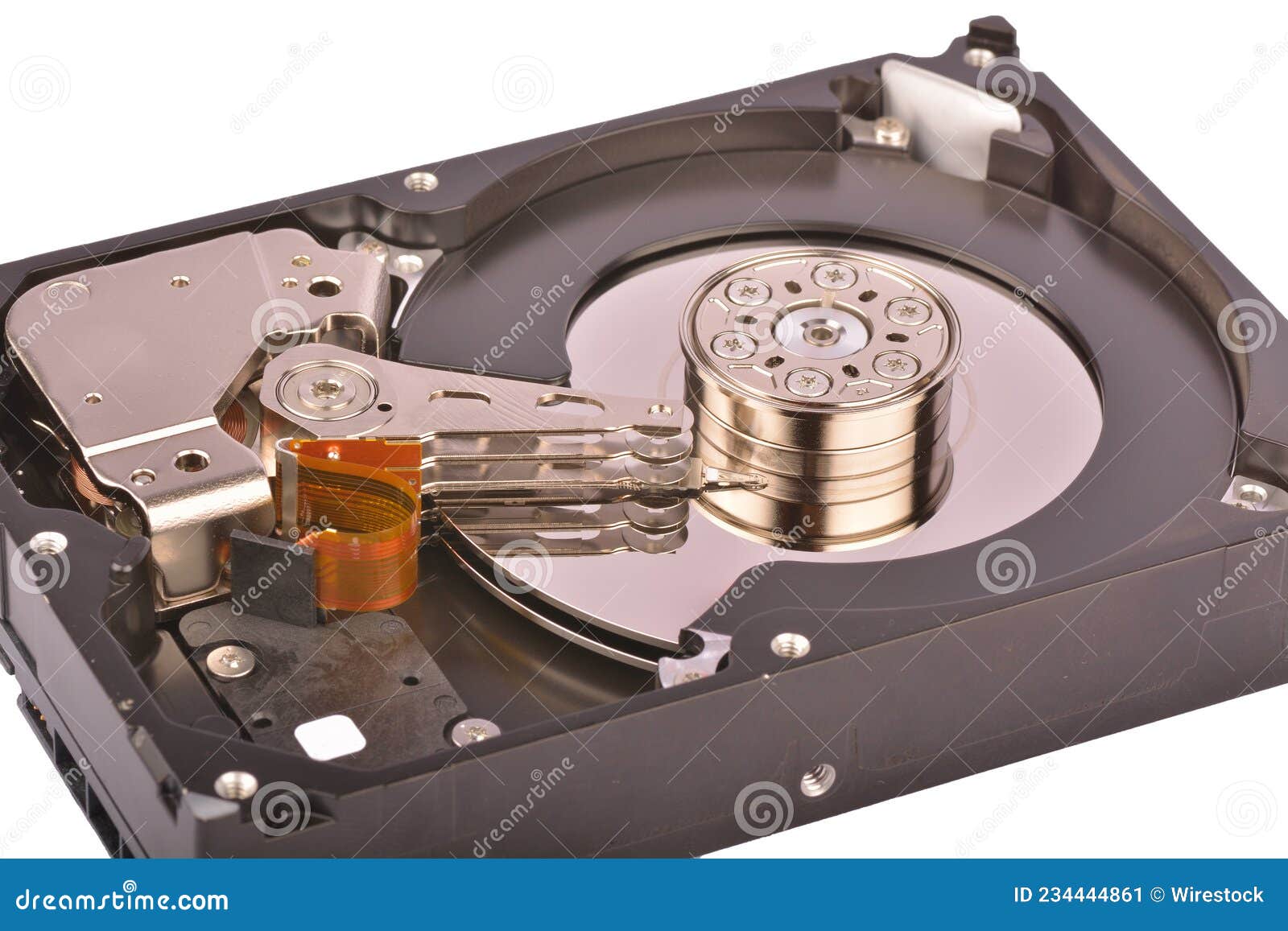 Closeup Shot of an Internal Computer Hard Drive Isolated on a White ...
