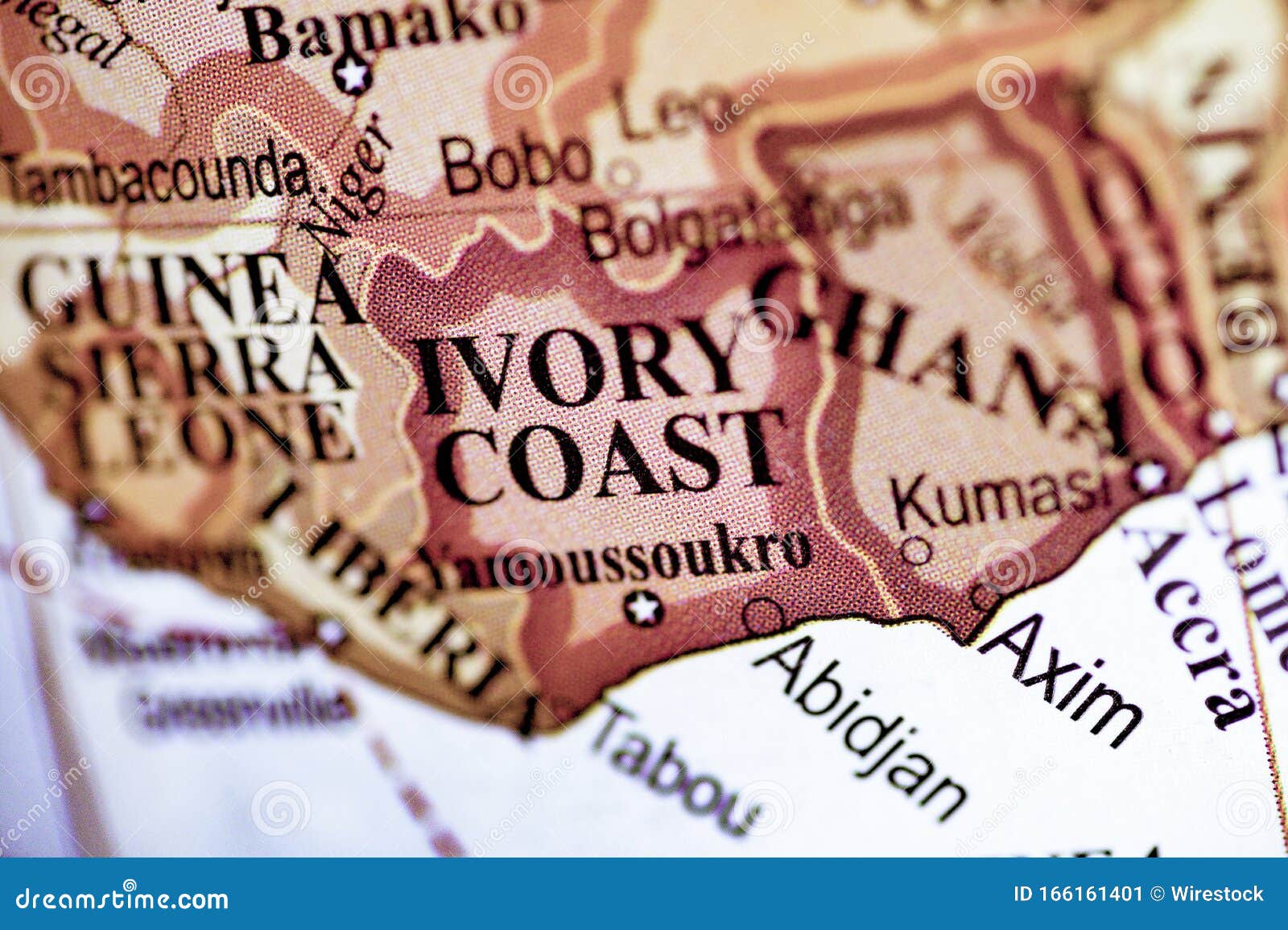 Closeup Shot of the Ivory Coast Country on the Map Stock Image - Image ...
