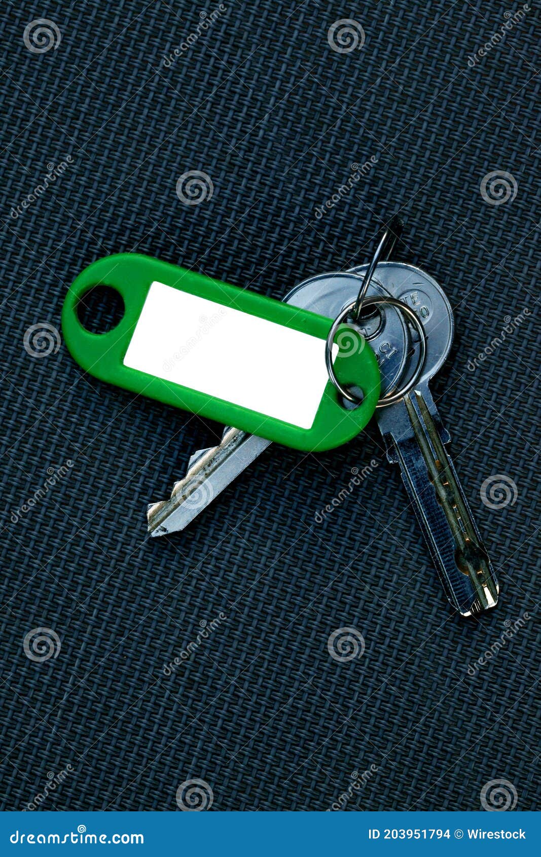 Closeup Shot of Keys with a Green Keychain with Blank Space for Text ...