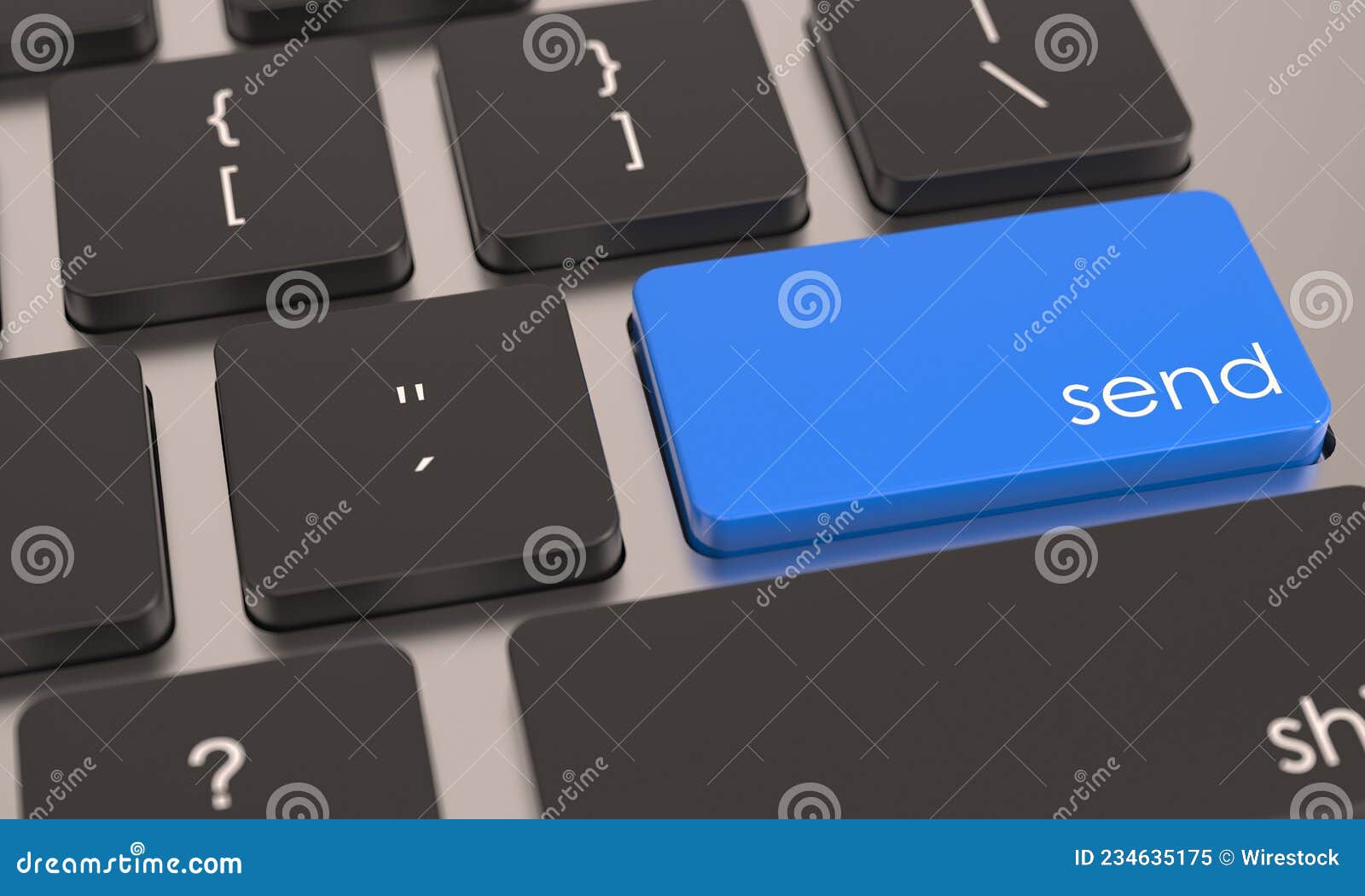 Closeup Shot of a Laptop Keyboard with a Blue Send Button Stock ...