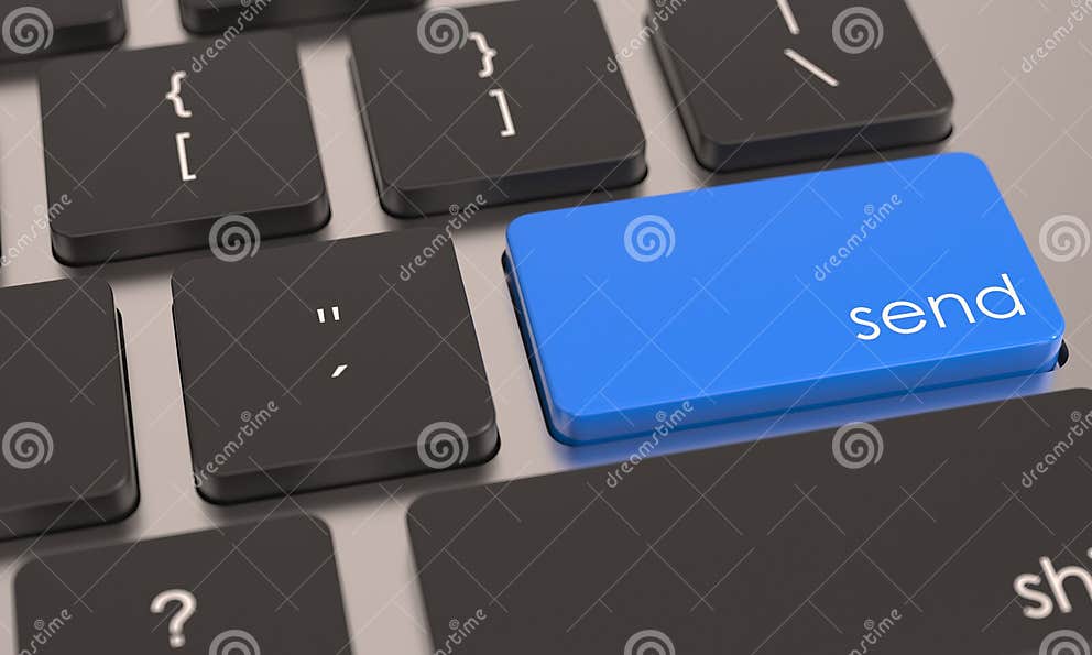 Closeup Shot of a Laptop Keyboard with a Blue Send Button Stock ...