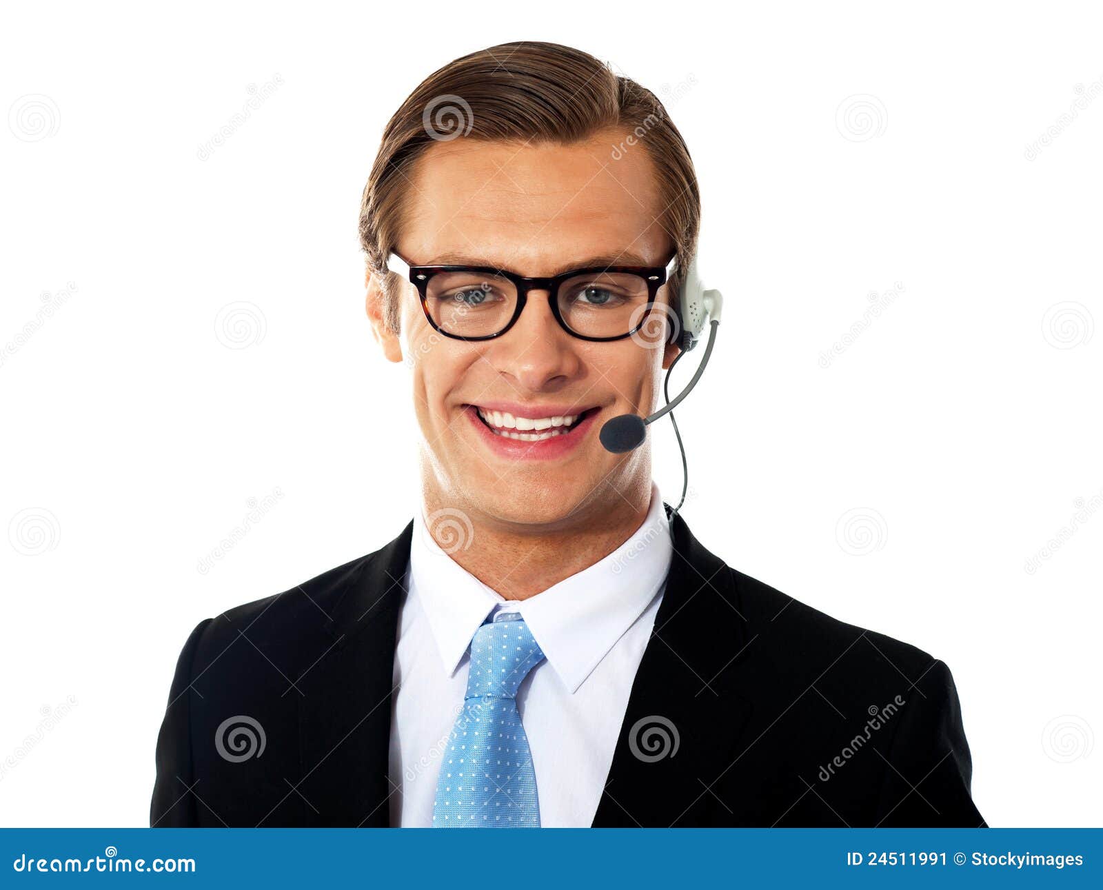 Closeup Shot of Male Customer Support Member Stock Image - Image of ...