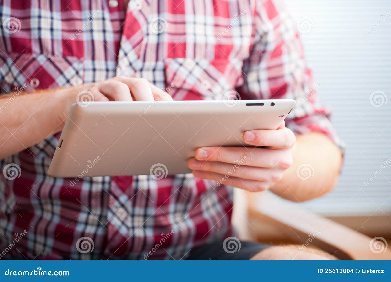 Closeup Shot of Male Hands Using a Tablet Stock Photo - Image of ...