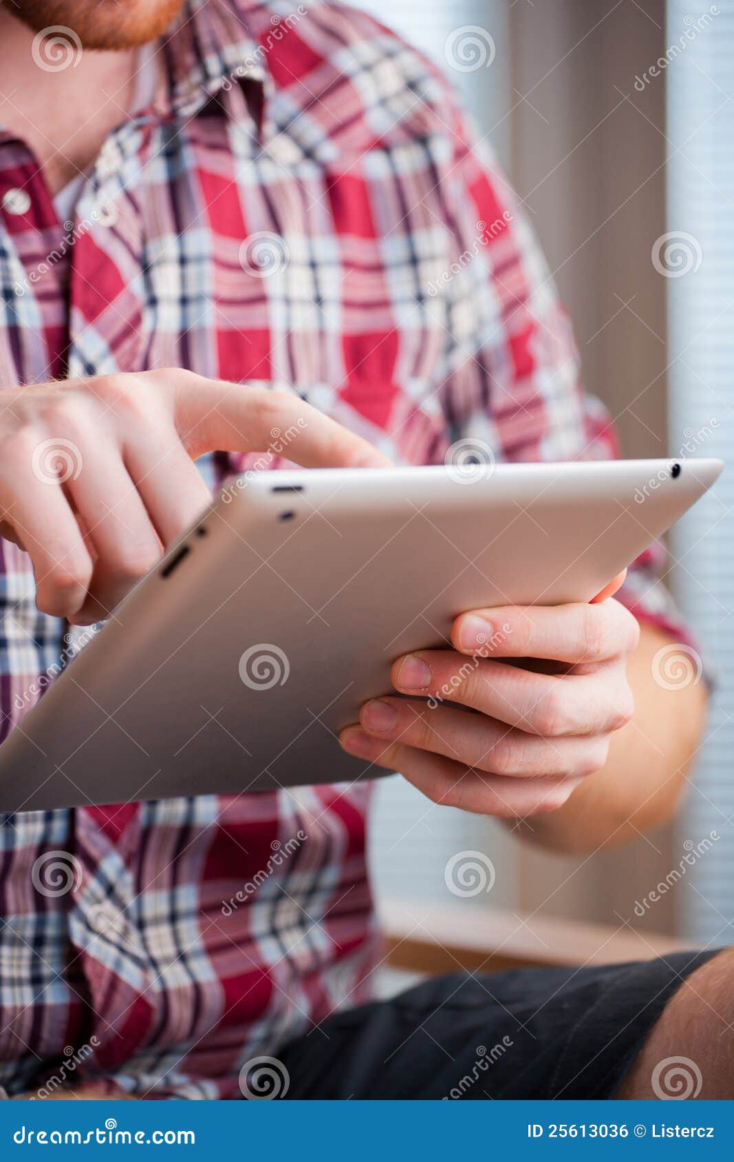 Closeup Shot of Male Hands Using a Tablet Stock Photo - Image of ...