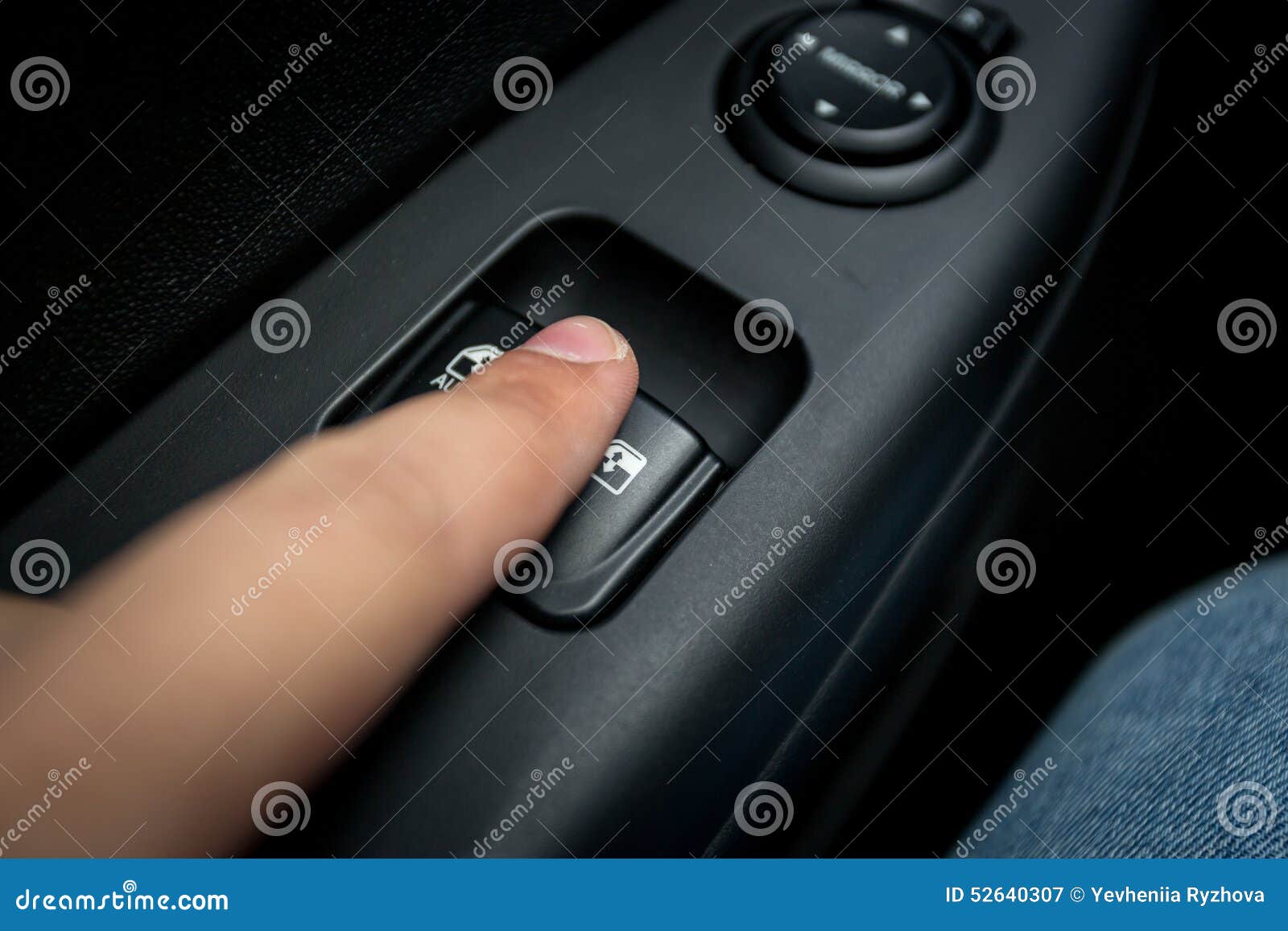 Closeup Shot of Man Pressing Button Controlling Window in Car Stock ...