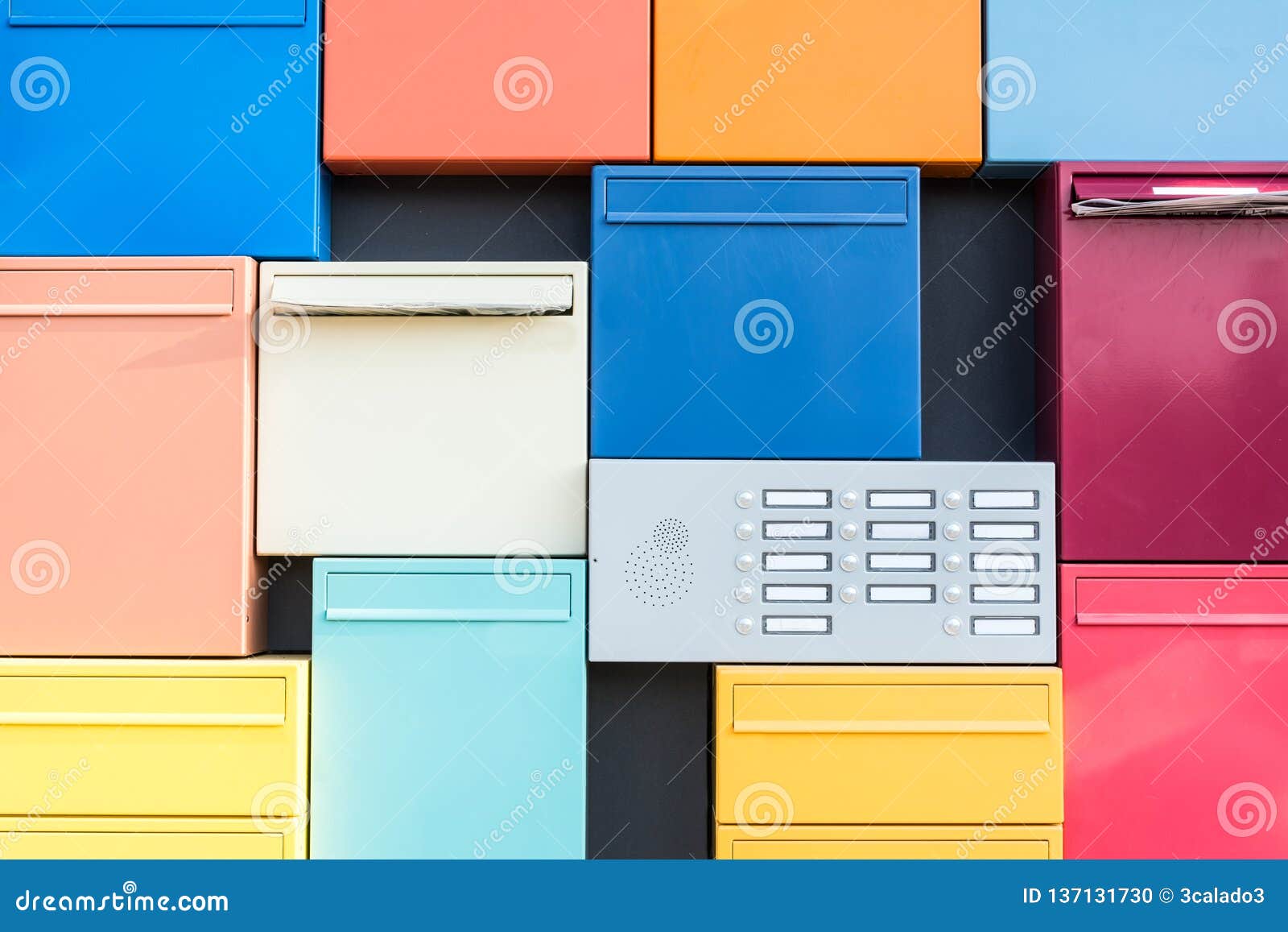 Closeup Shot of Many Colorful Mailboxes Stock Photo - Image of details ...