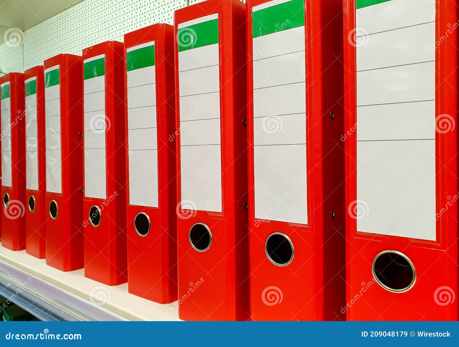 Closeup Shot of Many Red Folders on a Shelf Stock Image - Image of ...