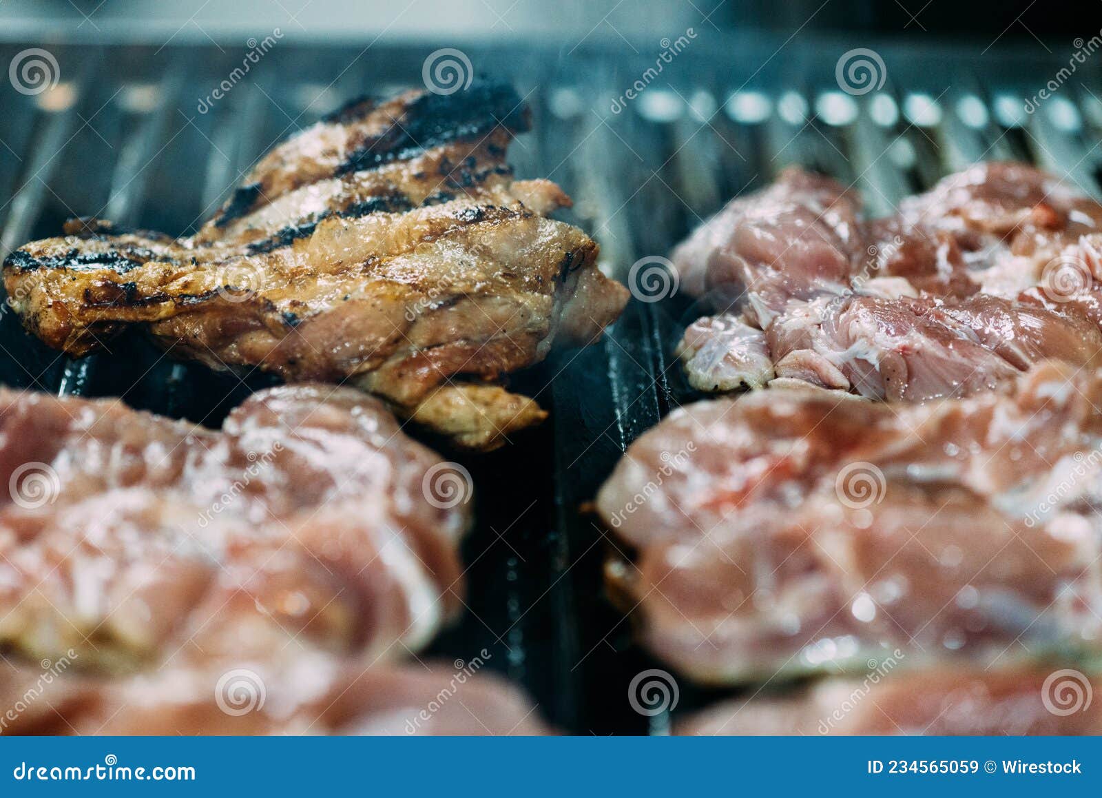 Closeup Shot of Meats Being Cooked on a Grill Stock Image - Image of ...