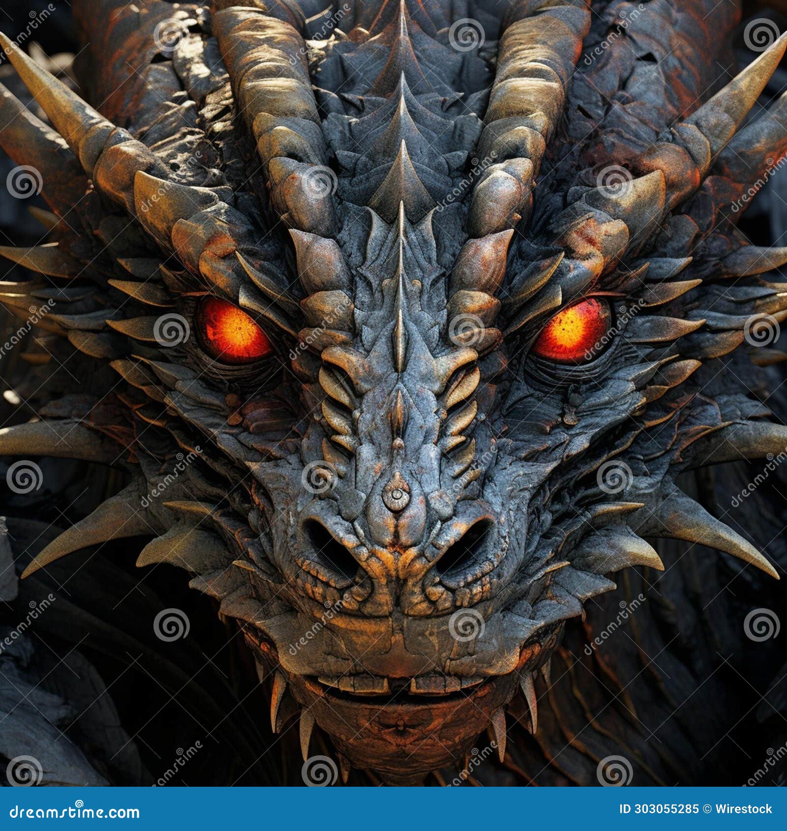 Closeup Shot of a Menacing Dragon, AI-generated. Stock Illustration ...