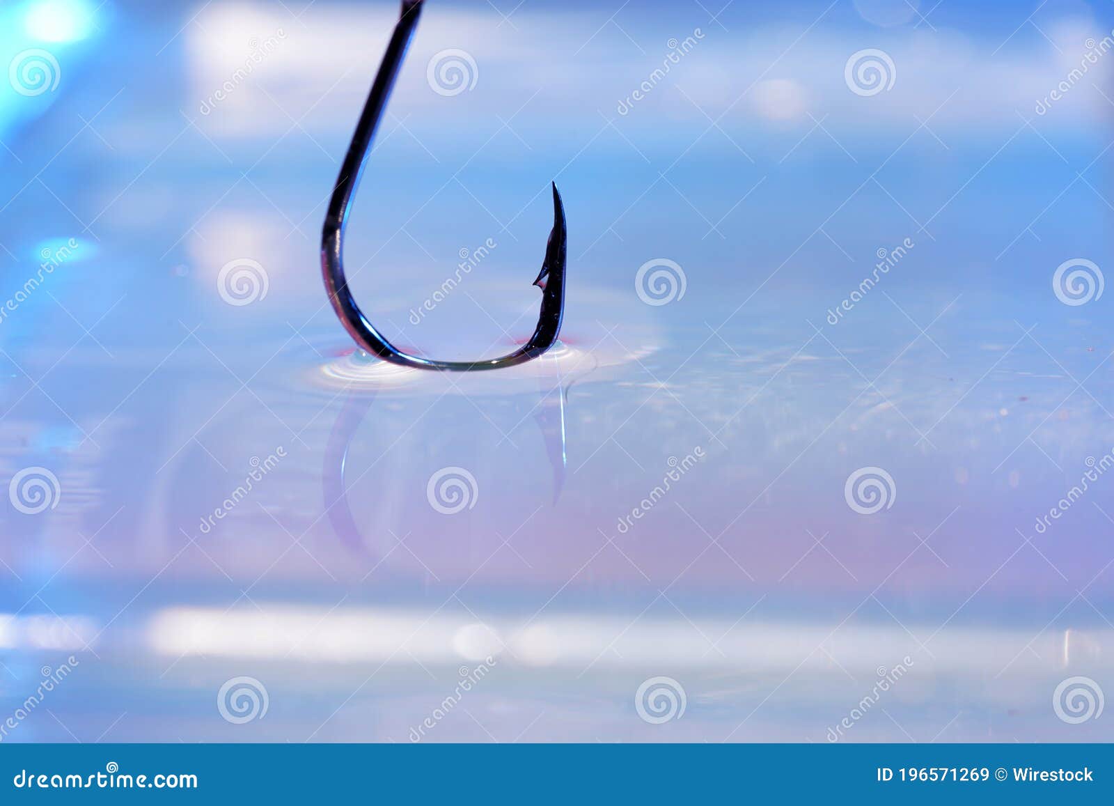 Closeup Shot of a Metal Sharp Hook on a Water Surface Stock Image ...