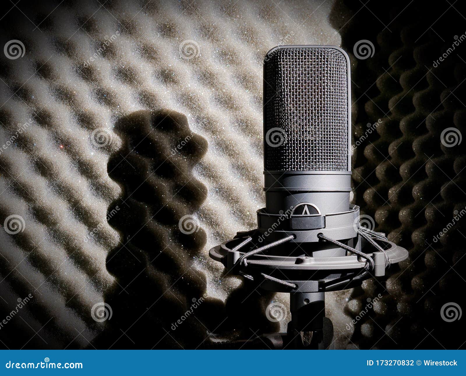 Closeup Shot of a Microphone Casting a Shadow on the Wall Stock Photo ...