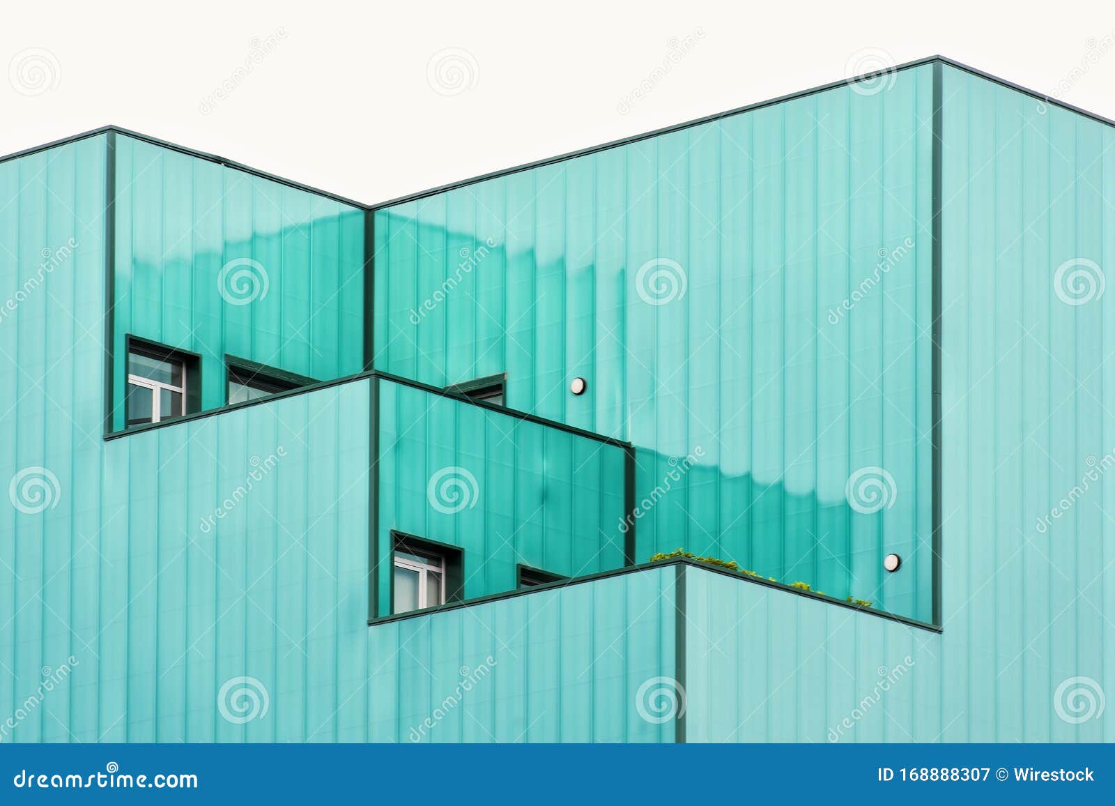 Closeup Shot of a Modern Blue Building with Creative Architectural ...