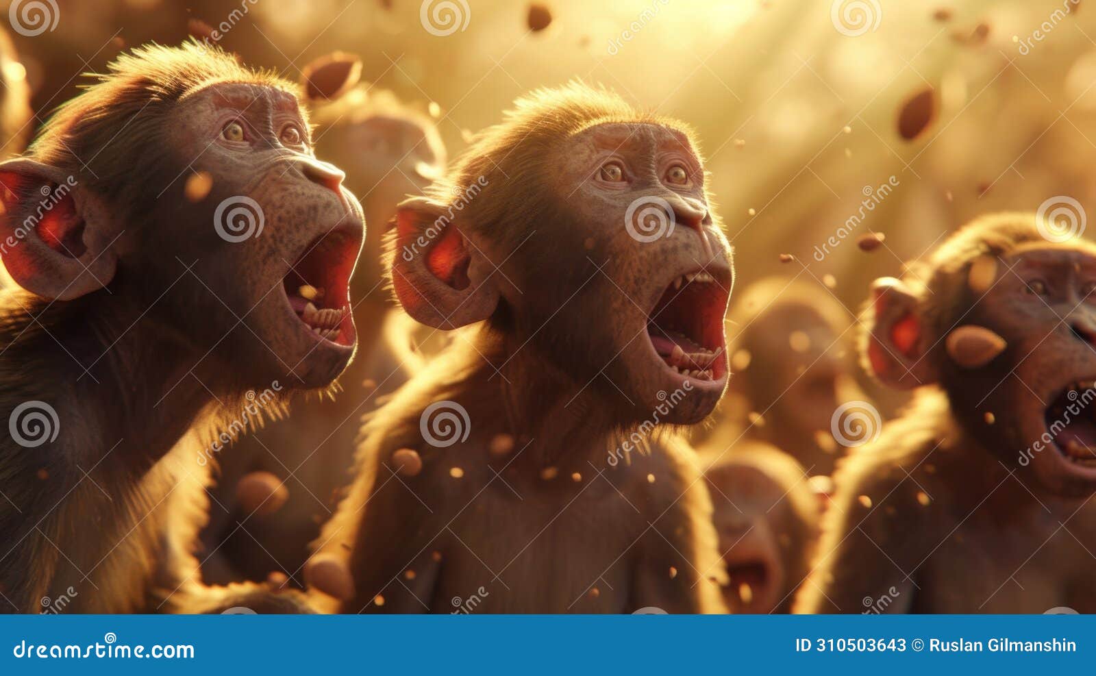 A Closeup Shot of a Monkeys Screaming with Mouth Open Stock ...