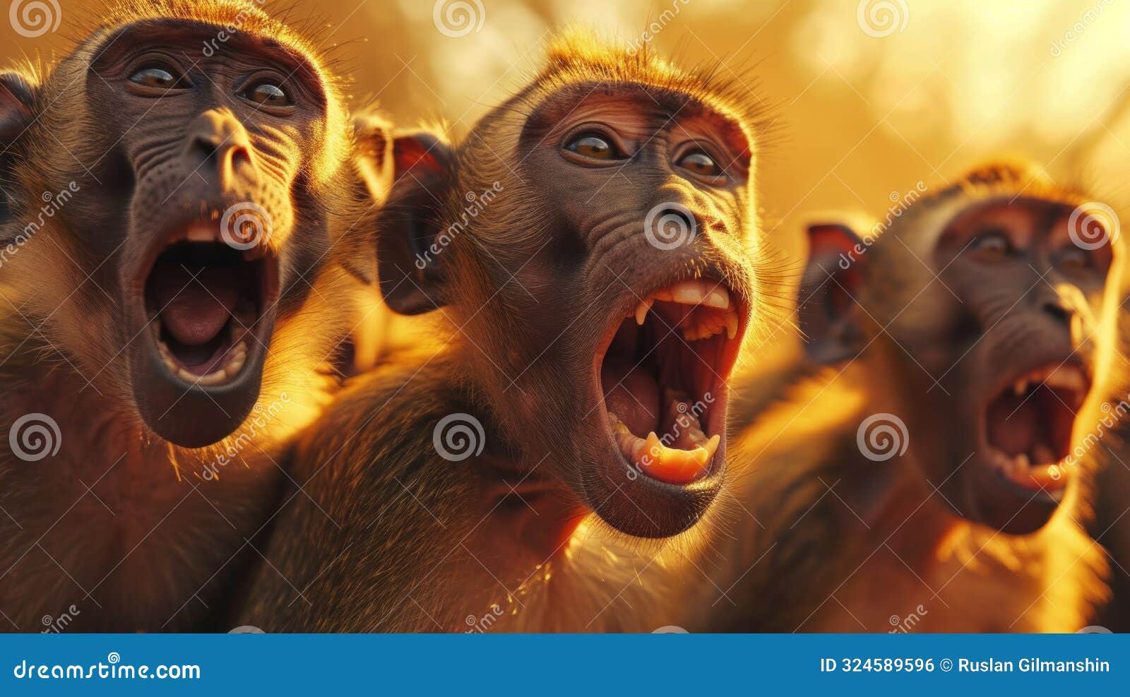 A Closeup Shot of a Monkeys Screaming with Mouth Open Stock Photo ...