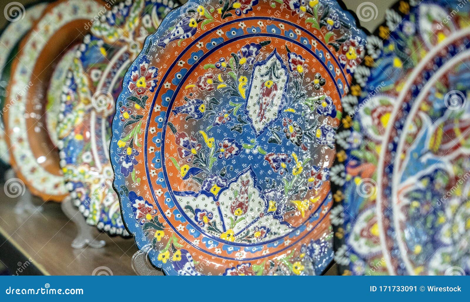 Closeup Shot of Multicolored Plates with Patterns Put Next To Each ...