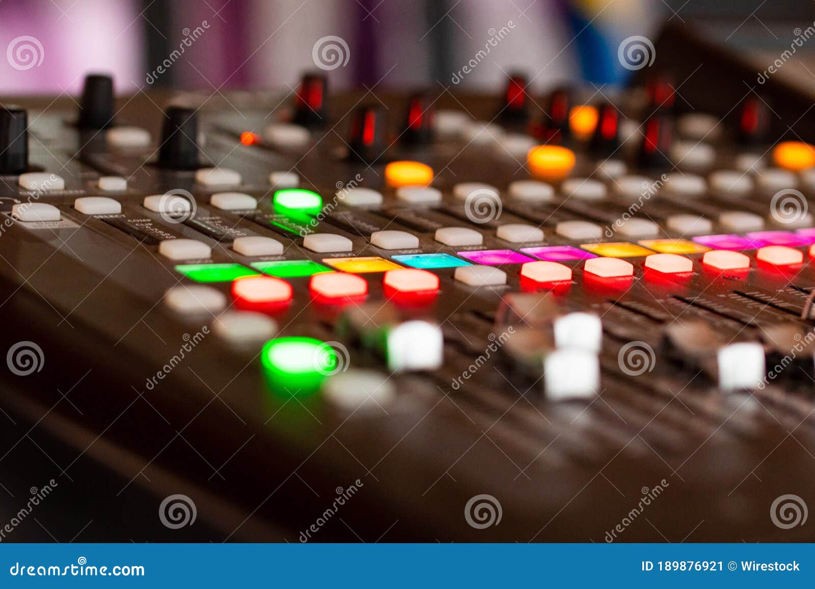 Closeup Shot of a Music Keyboard Equalizer Colorful Buttons Stock Image ...